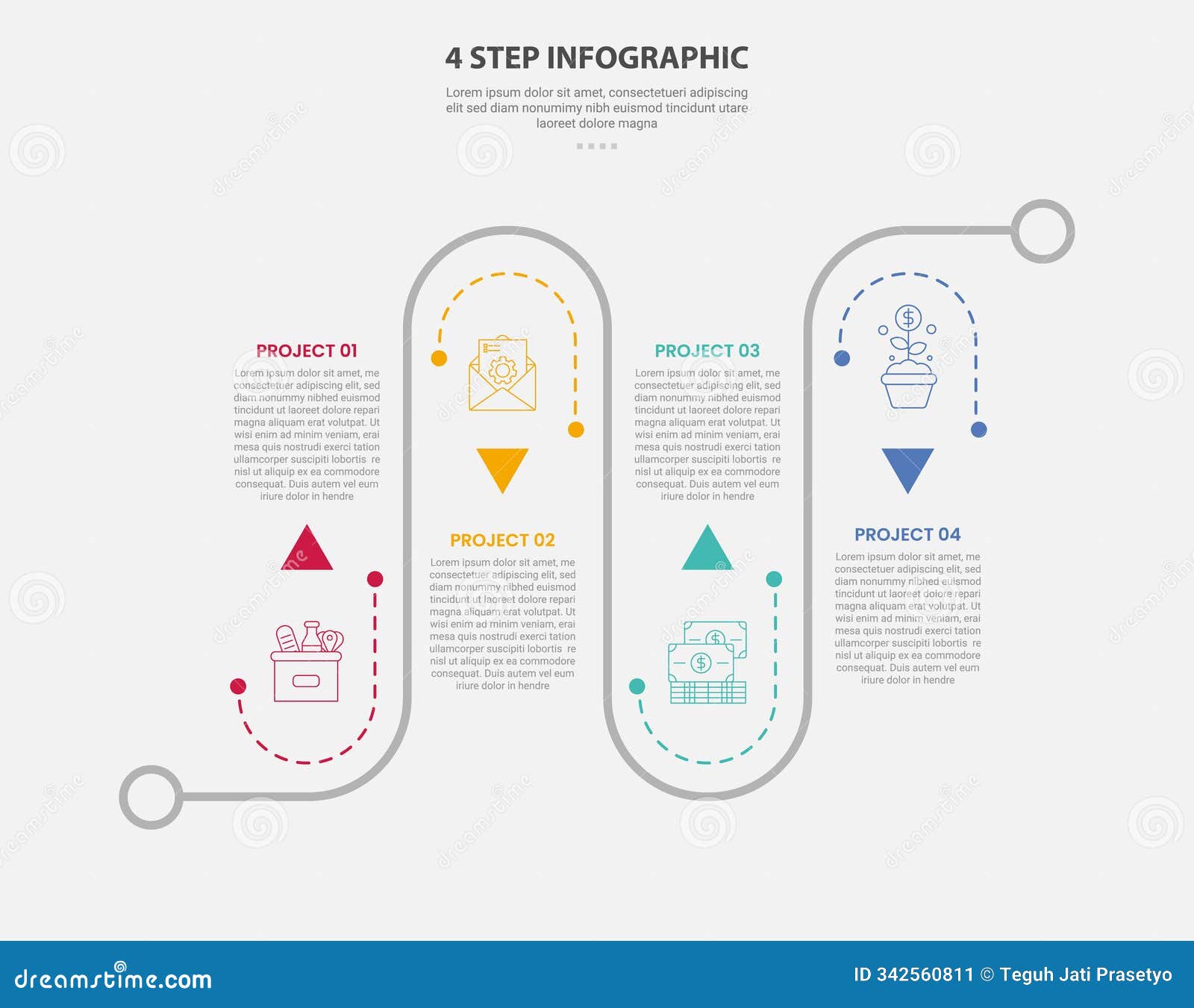4 Points Template Infographic Outline Style with 4 Point Step Template ...