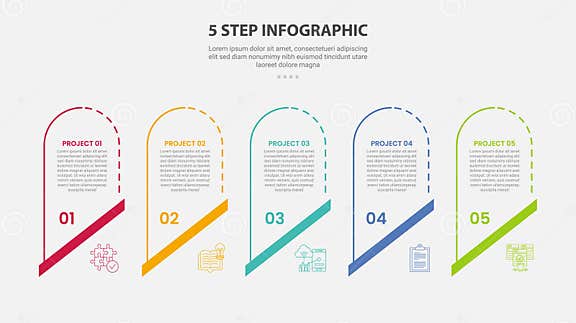 5 Points Template Infographic Outline Style with 5 Point Step Template ...