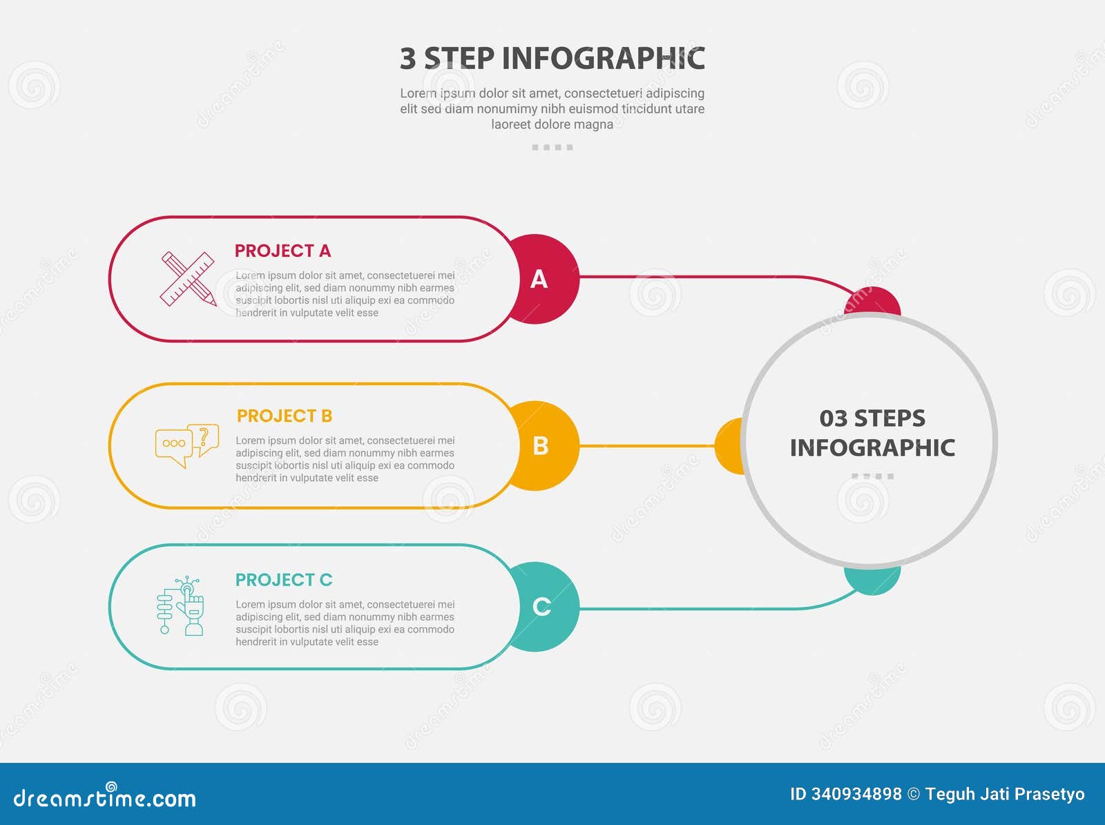 3 Points Template Infographic Outline Style with 3 Point Step Template ...