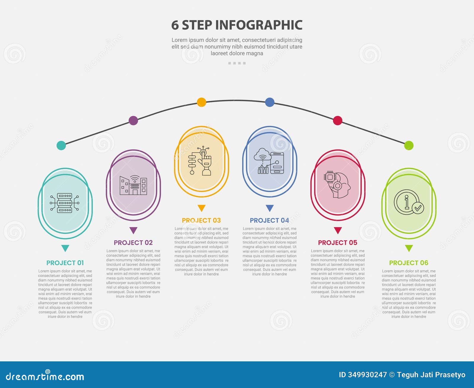 6 Points Template Infographic Outline Style With 6 Point Step Template ...
