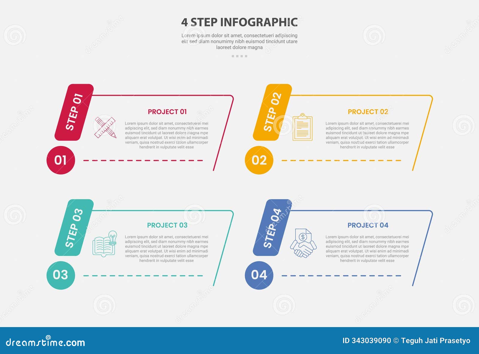 4 Points Template Infographic Outline Style With 4 Point Step Template ...