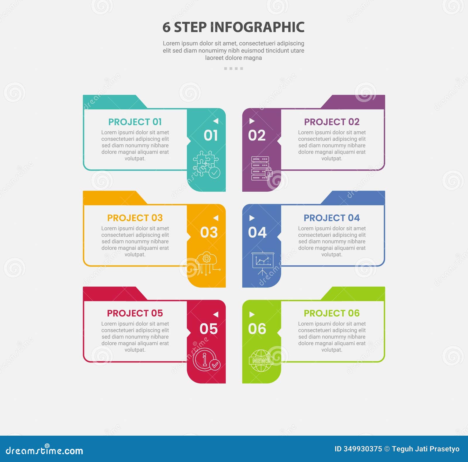 6 Points Template Infographic Outline Style with 6 Point Step Template ...