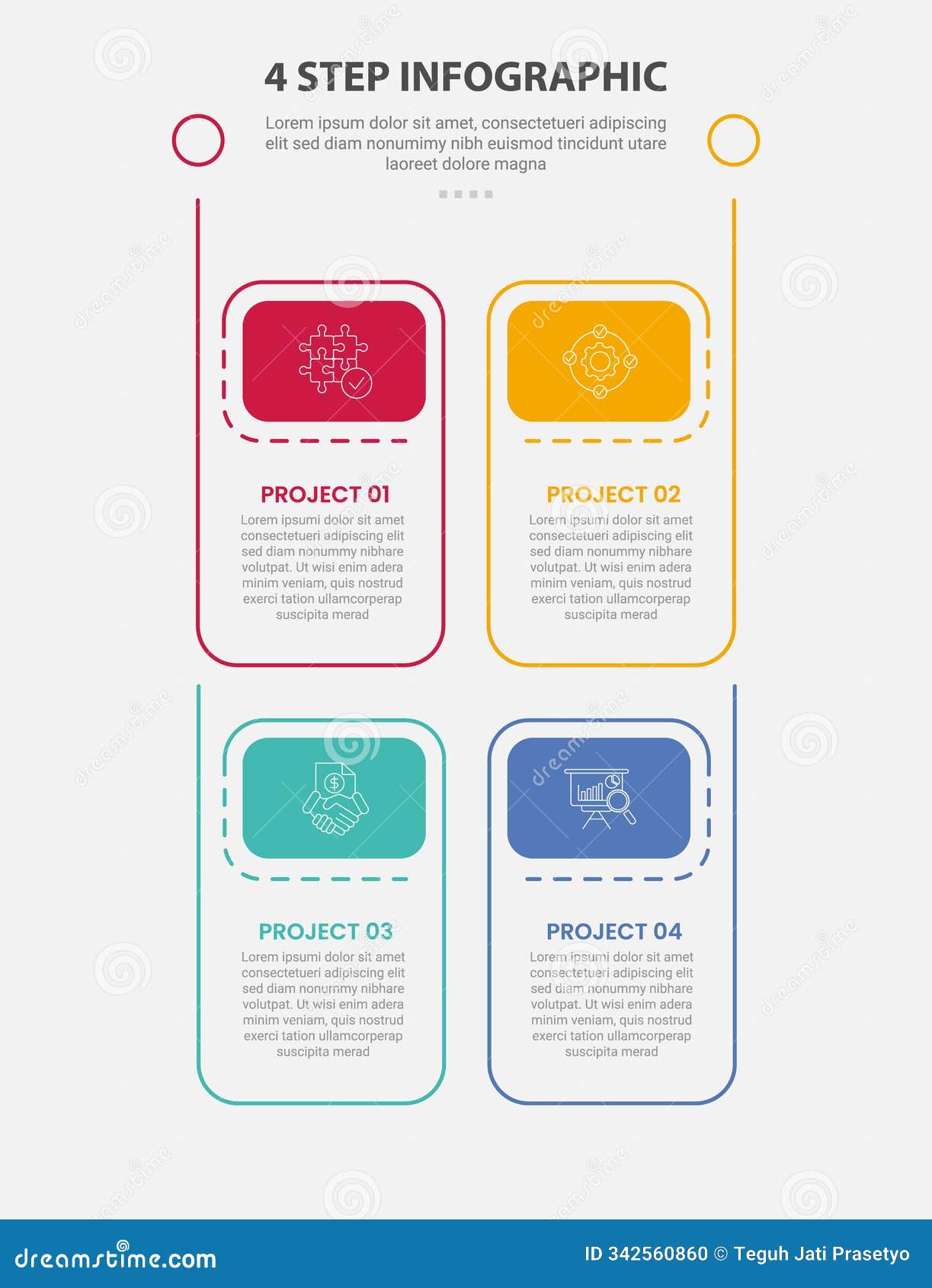 4 Points Template Infographic Outline Style with 4 Point Step Template ...