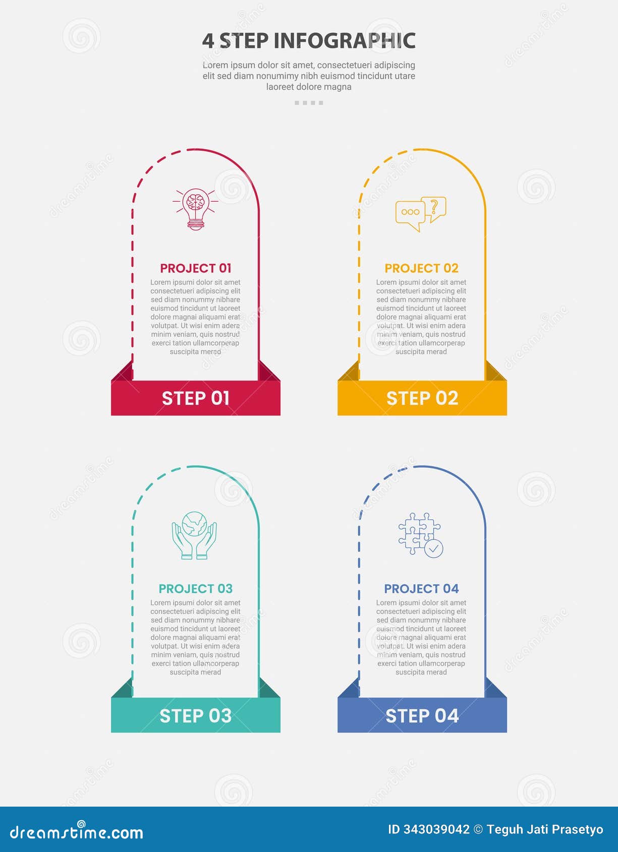 4 Points Template Infographic Outline Style with 4 Point Step Template ...