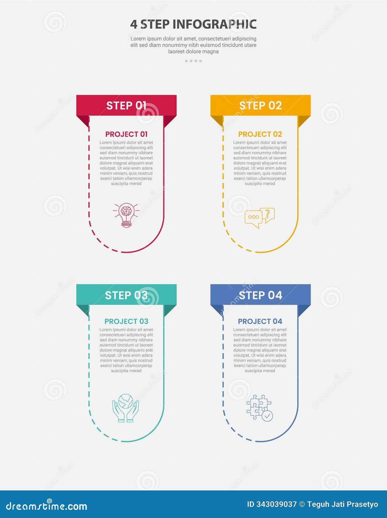 4 Points Template Infographic Outline Style with 4 Point Step Template ...
