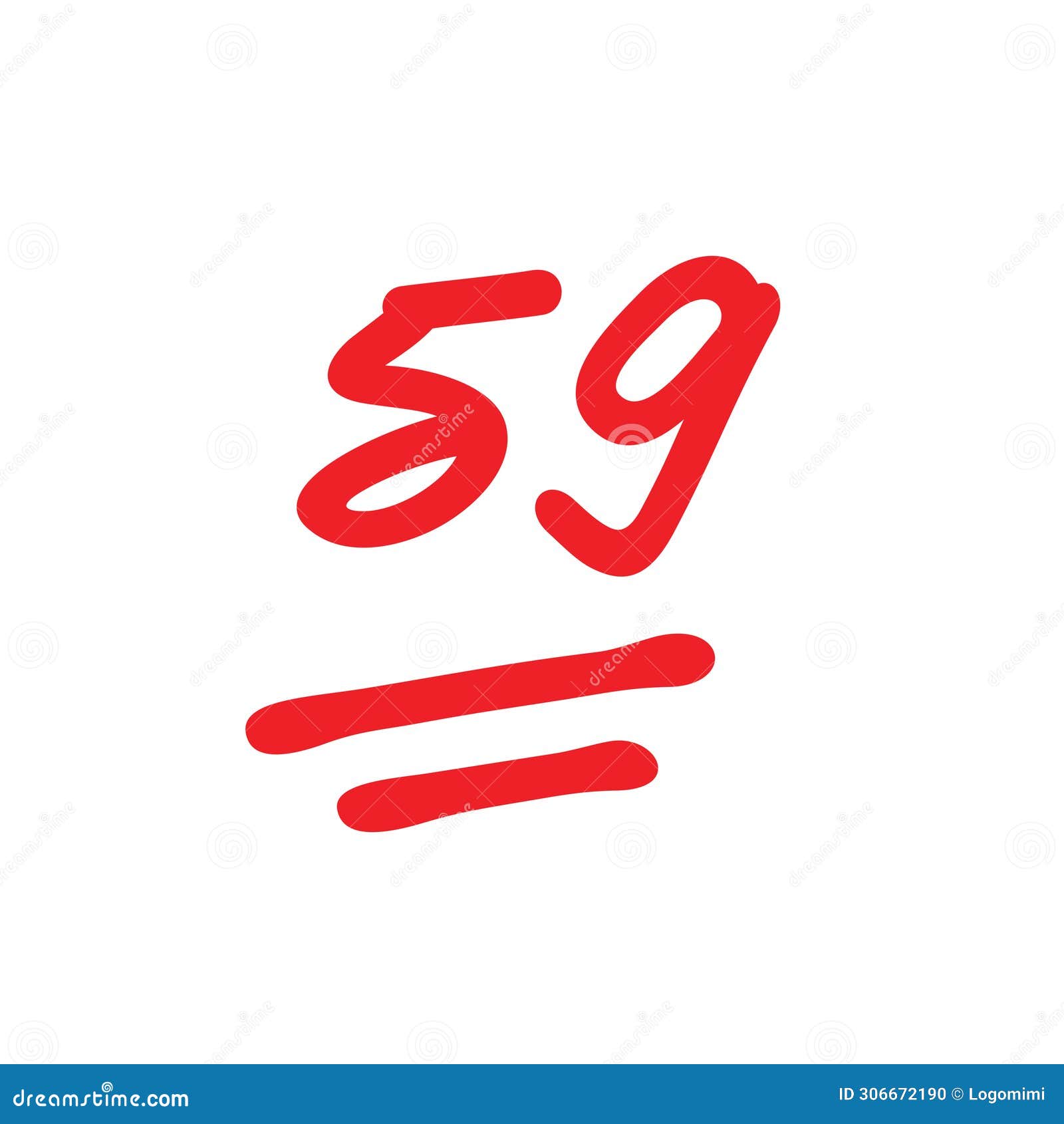 59 Points Test Score, Fifty Nine Mark, School Grade Results Vector ...