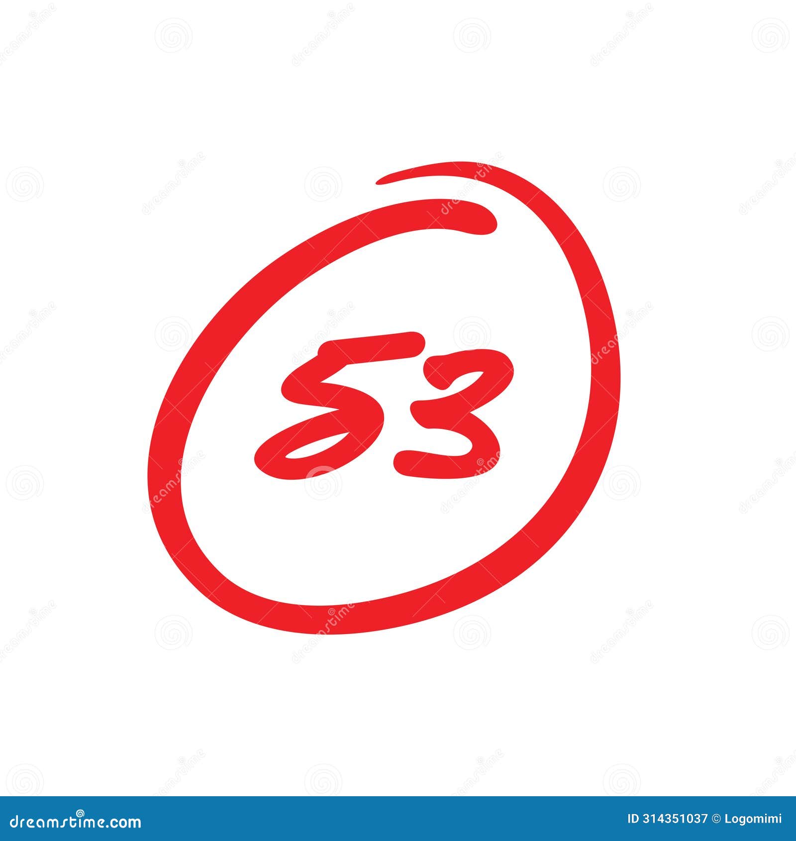 53 Points Test Score, Fifty Three Mark, School Exam Score Vector ...