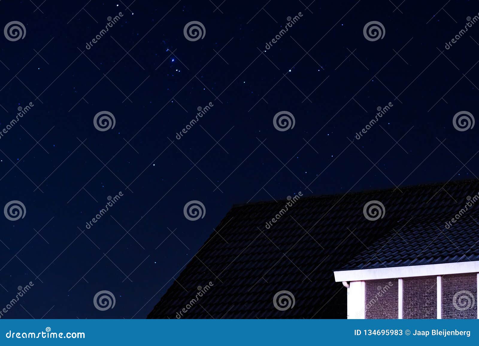 Pointy House Rooftop with a Sky Full of Stars at Night Stock Image ...