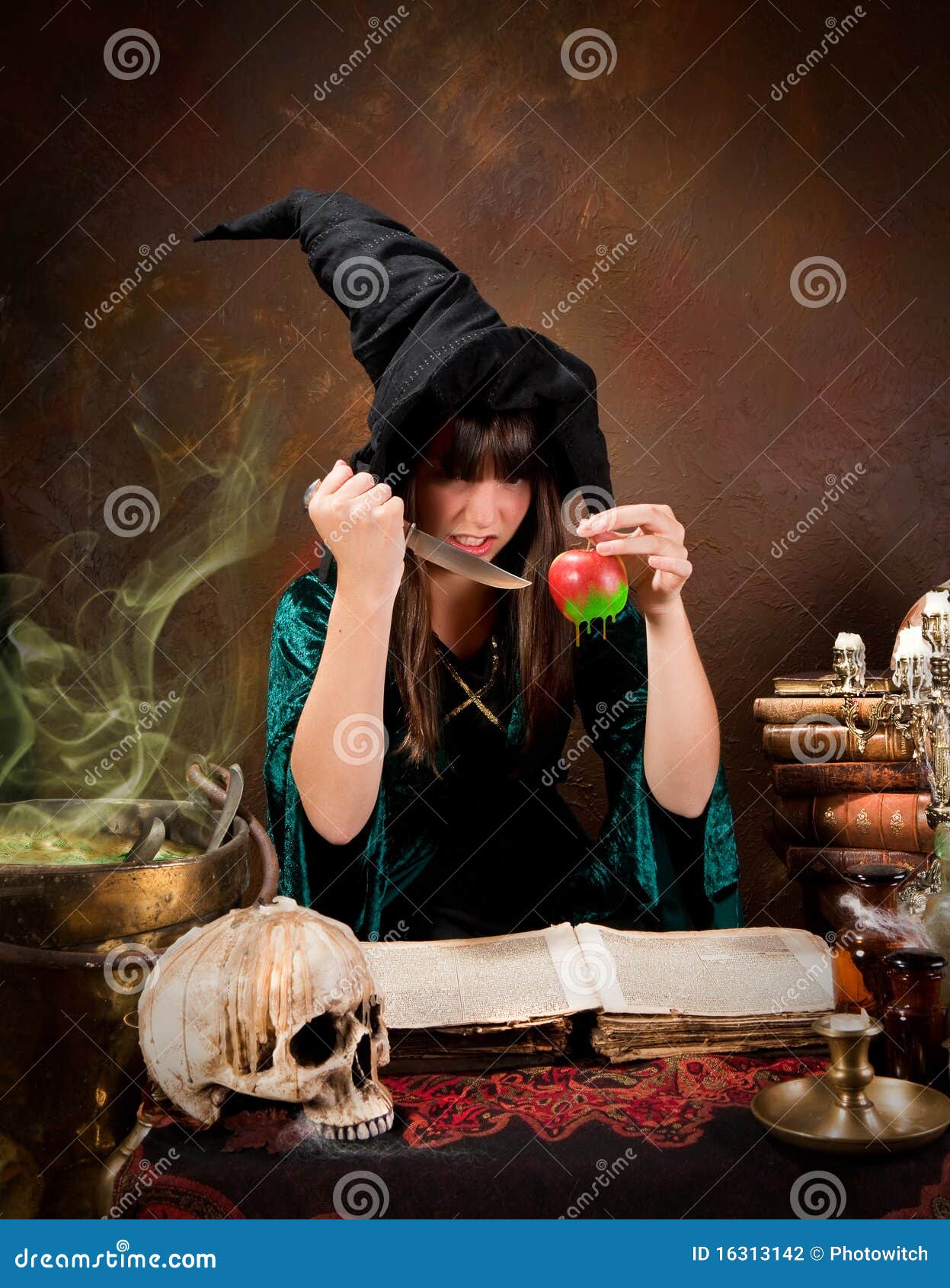 Poison apple witch stock photo. Image of occult, skull - 16313142
