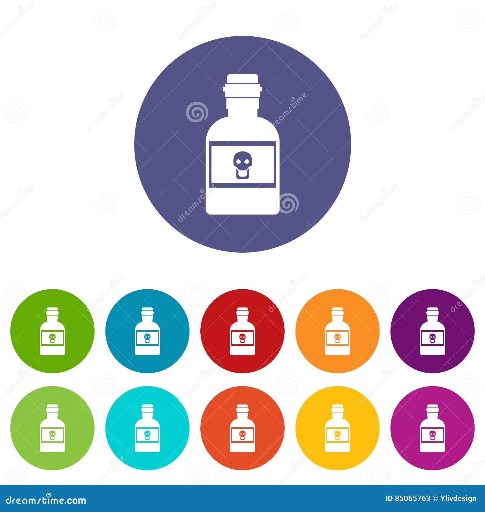 Poison bottle set icons stock vector. Illustration of chemical - 85065763