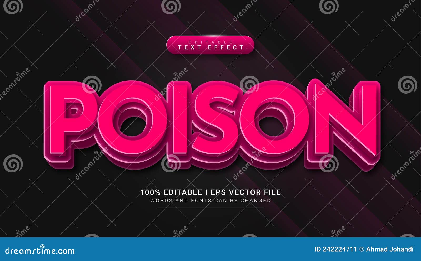 Poison 3d Text Style Effect Template Stock Vector - Illustration of ...
