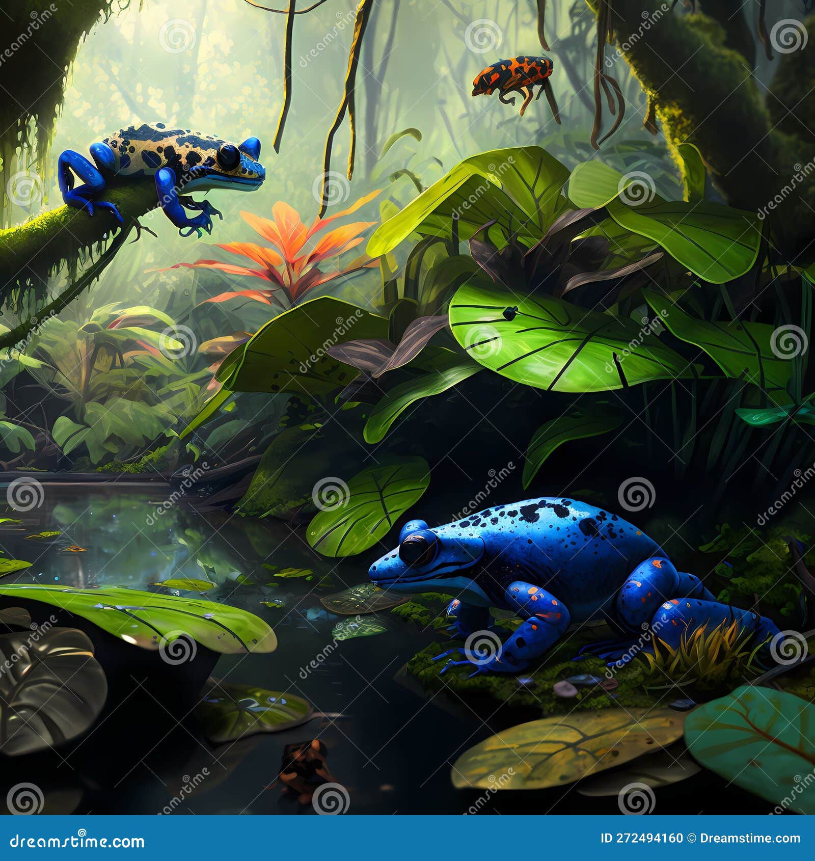 Poison Dart Frog Habitats. Generative AI Stock Illustration ... Poison Dart Frog Habitats. Generative AI Stock Illustration ...