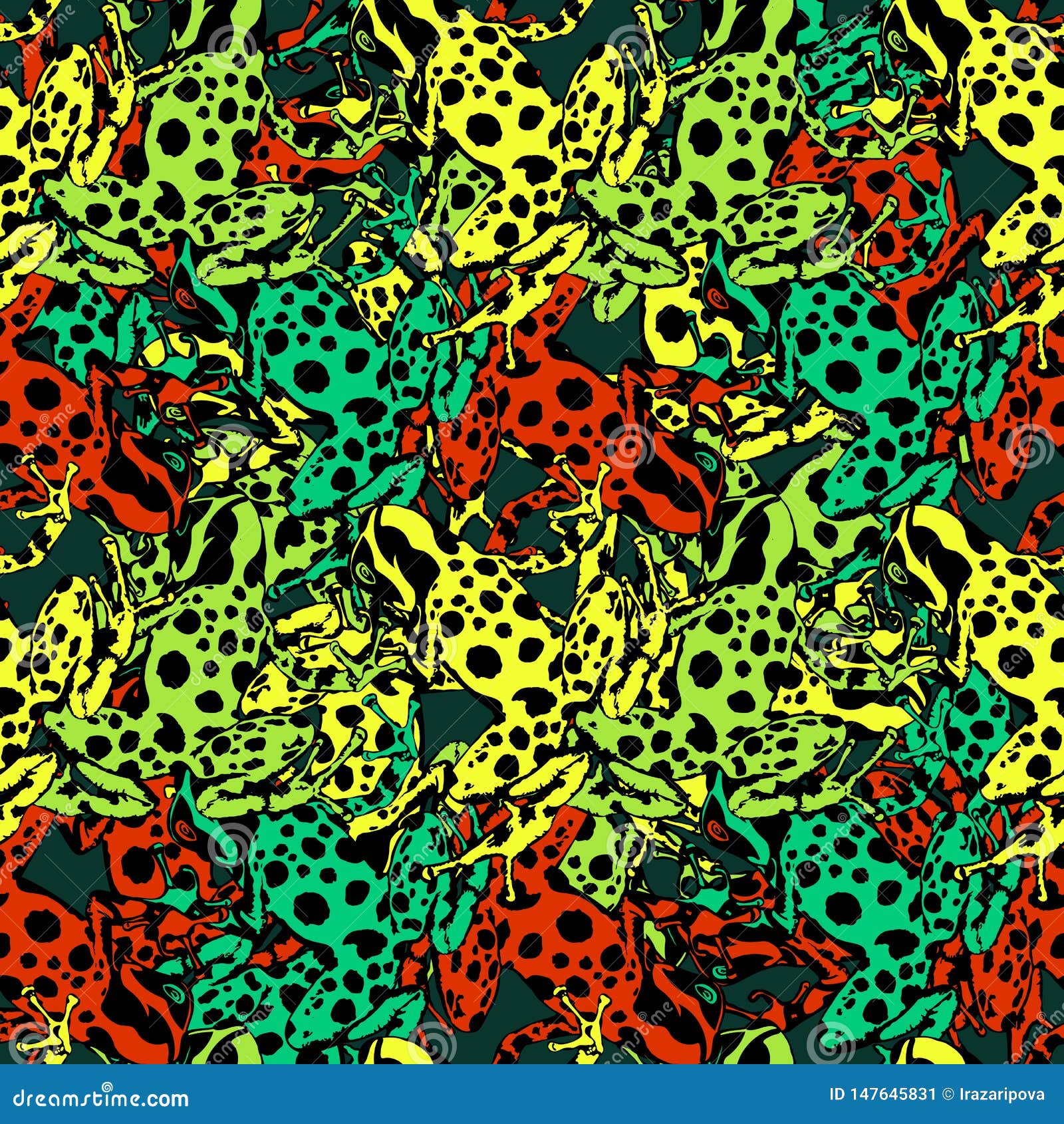 Poison-dart Frogs Dendrobates . Vector Study of Colors and Patterns ...