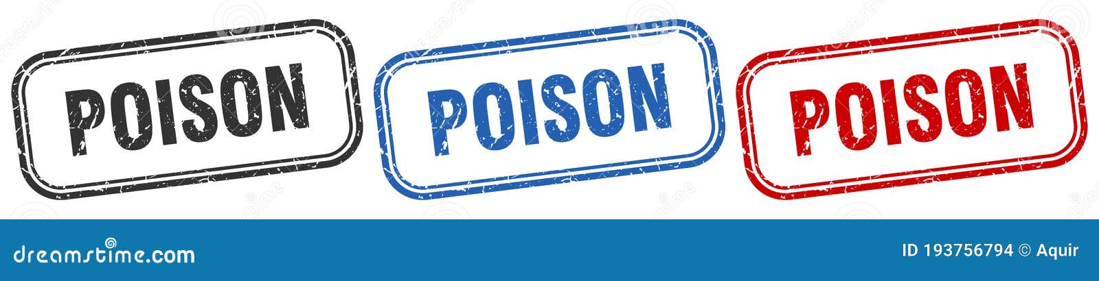 Poison Square Isolated Sign Set. Poison Stamp Stock Vector ...