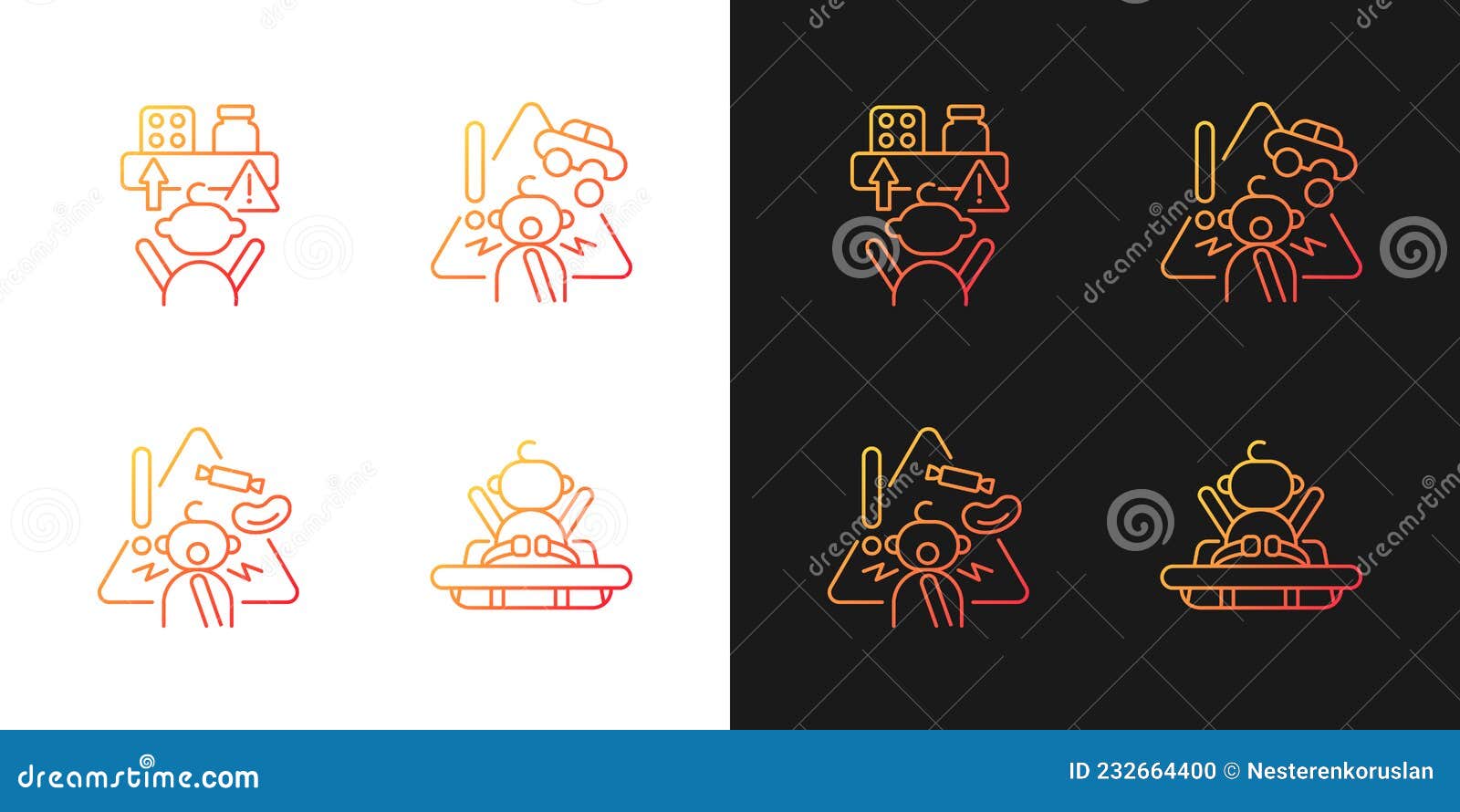 Poisoning And Suffocation Prevention Black Glyph Icons Set On White ...