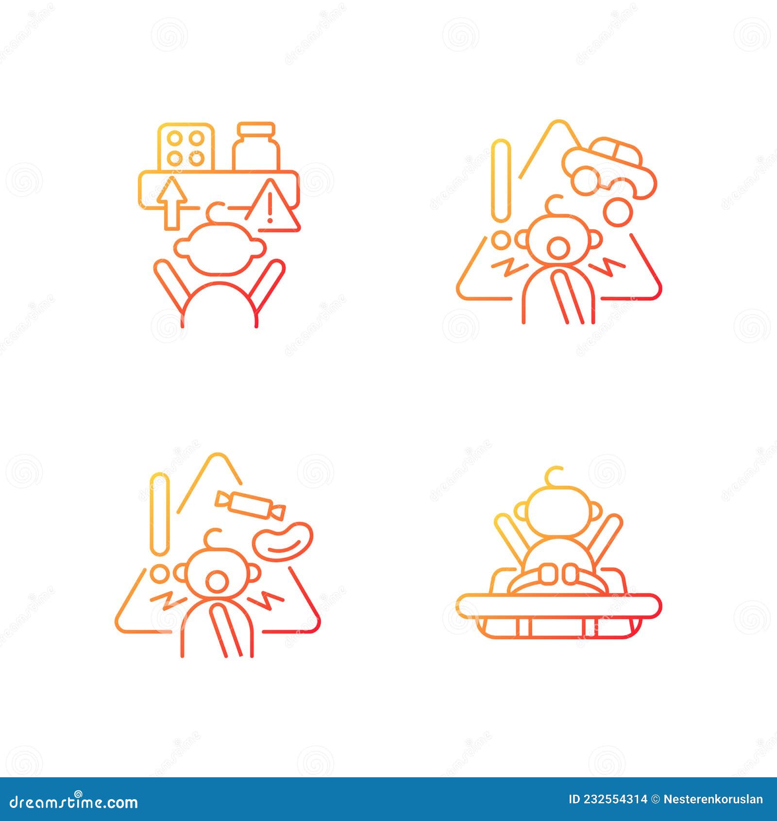 Poisoning And Suffocation Prevention Black Glyph Icons Set On White ...