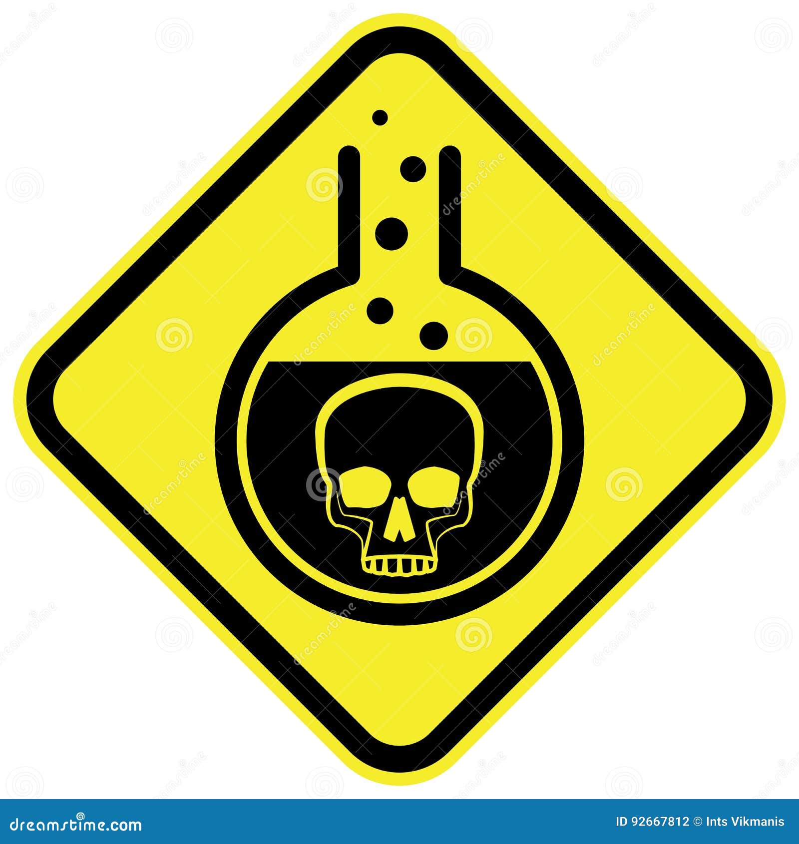 Sign Of Poisonous In Yellow Triangle. Harmful Chemicals. Dead Fish ...