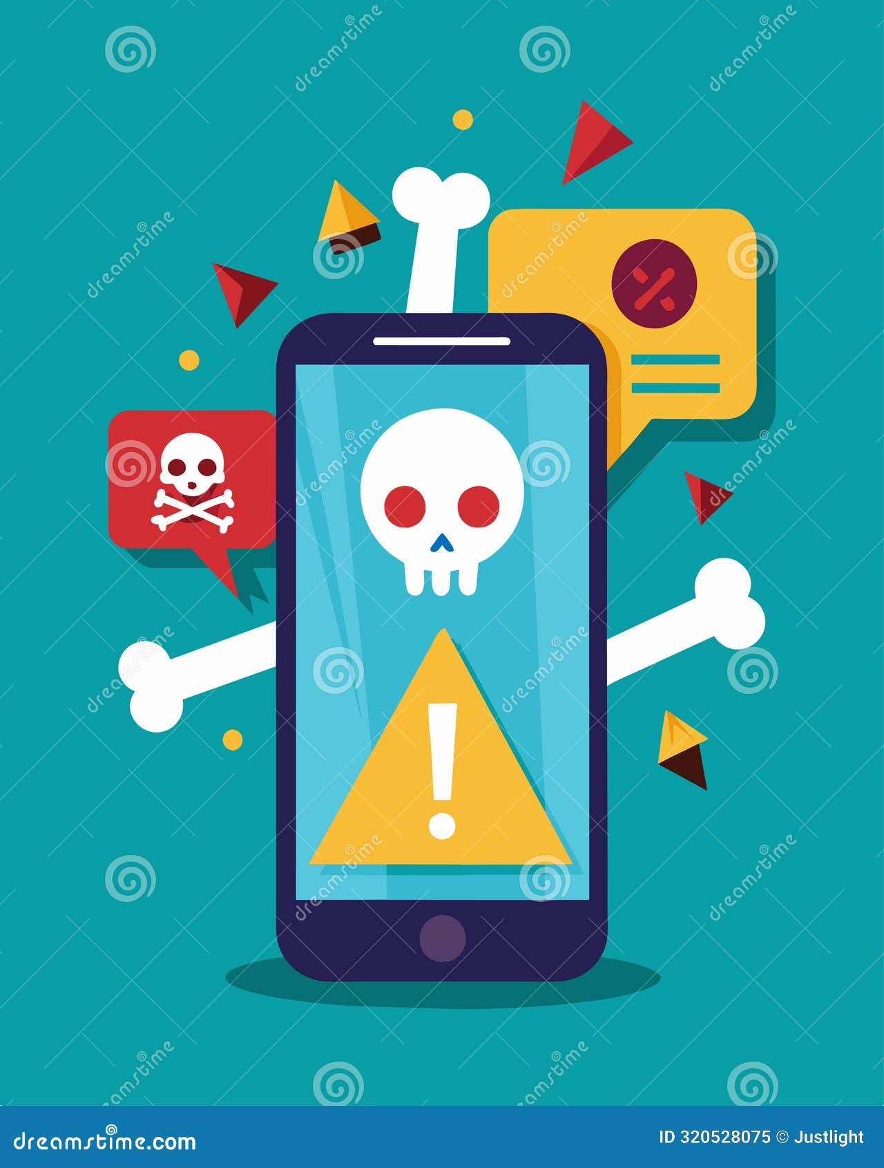 Poisonous Messages Polluting a Phone with Every Notification.. Vector ...