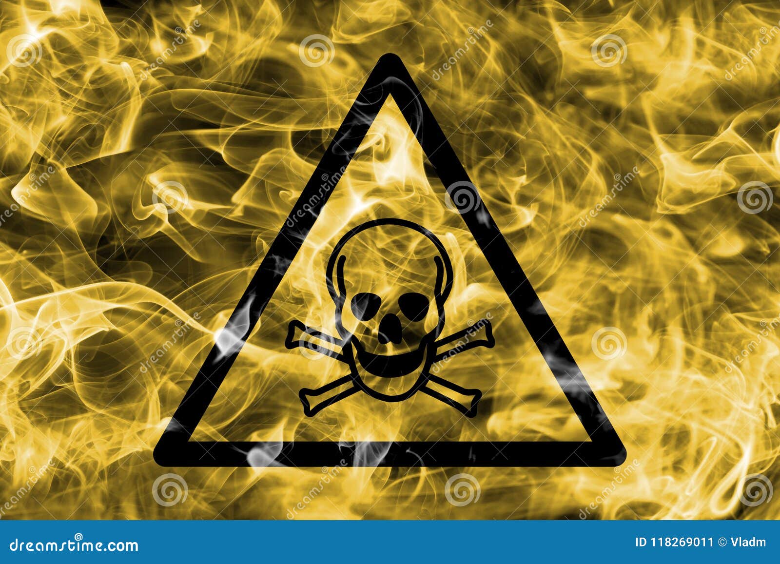 Poisonous Substances Hazard Warning Smoke Sign. Triangular Warning ...