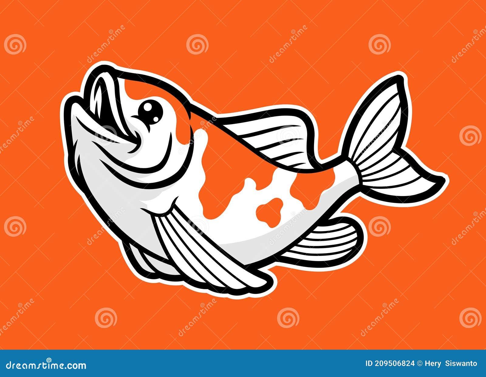 Poisson kawaii koi mignon illustration de vecteur. Illustration du ...