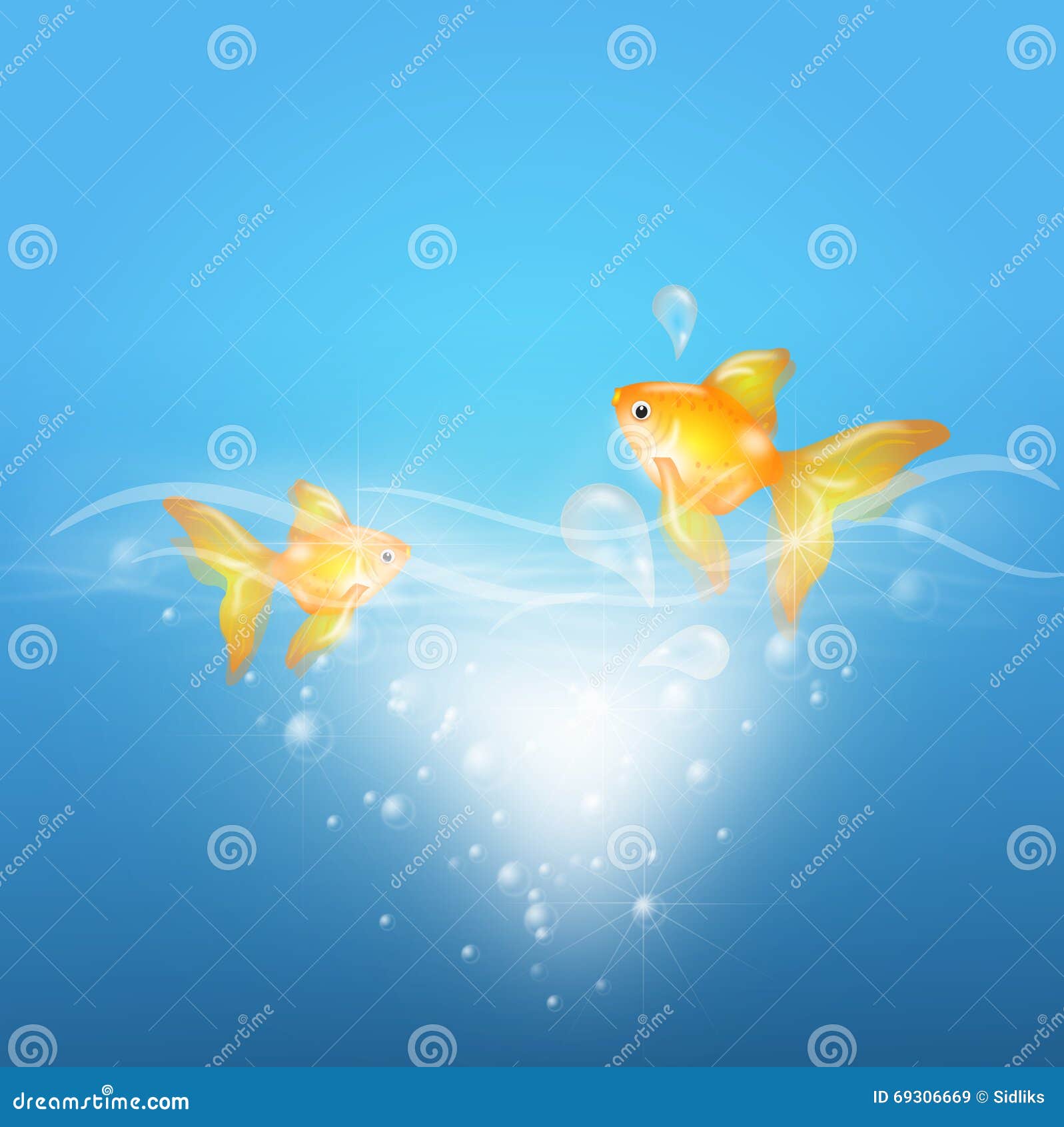 Poisson Rouge Dans L'eau Bleue Illustration Stock - Illustration du ...