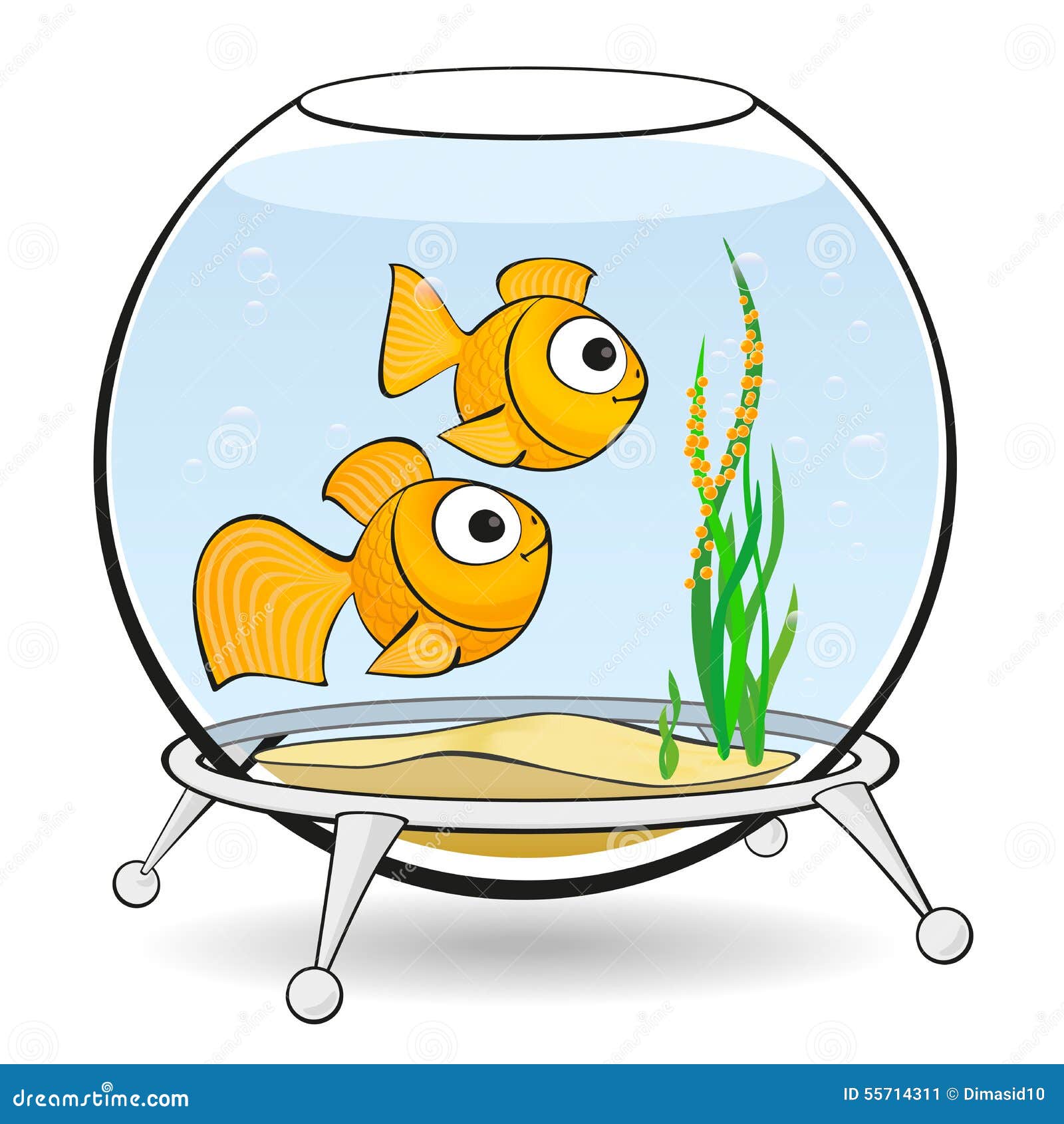 Poisson Rouge De Couples Dans Un Aquarium Avec Le Caviar Illustration ...