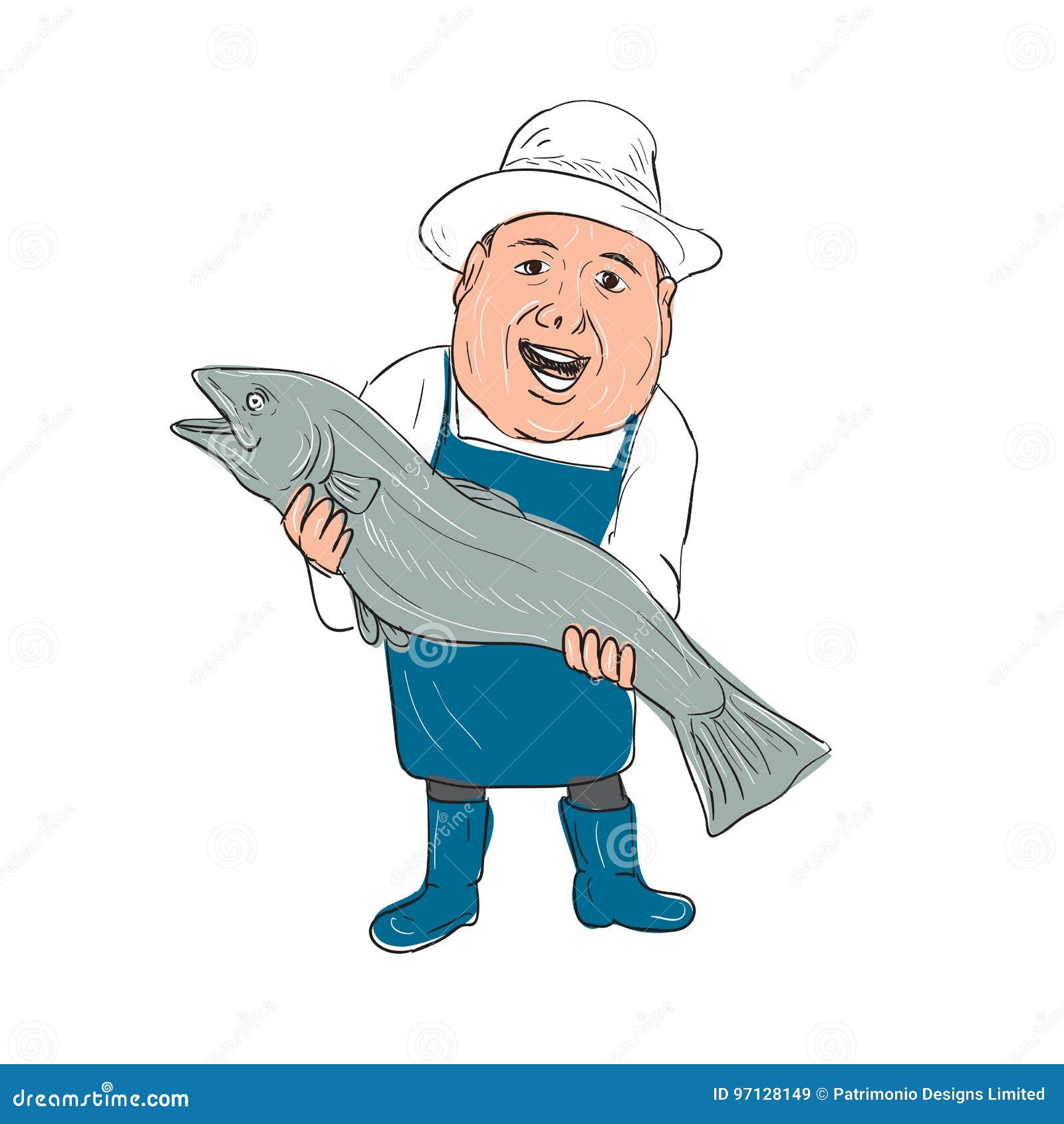 Poissonnier Presenting Fish Cartoon Illustration de Vecteur ...