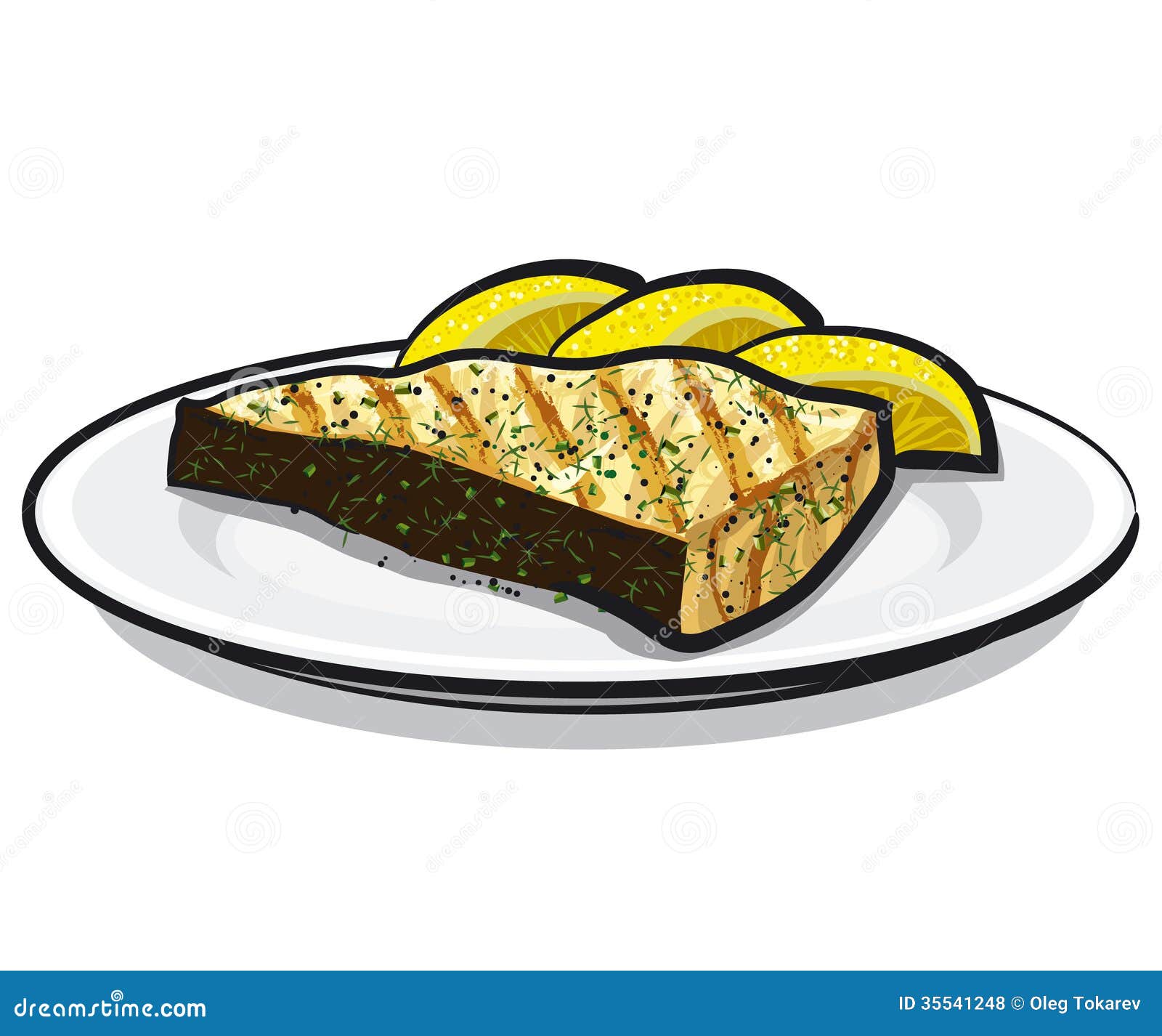 Poissons cuits au four illustration stock. Illustration du saumons ...