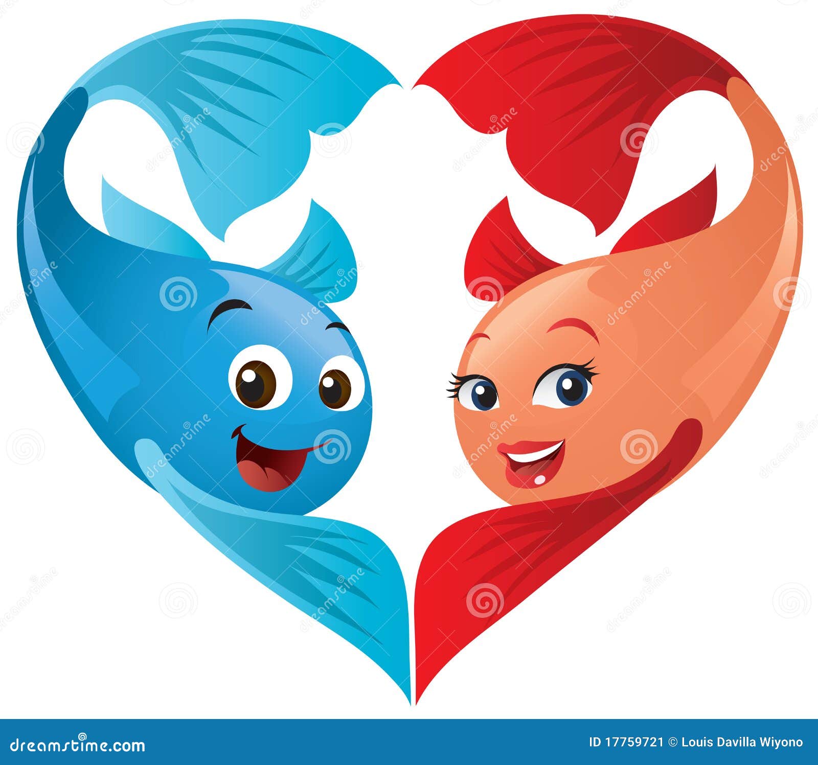 Poissons De Valentine Dans L'amour Illustration Stock - Illustration du ...