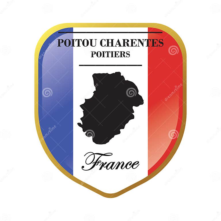 Poitou Charentes Map Label. Vector Illustration Decorative Design Stock ...