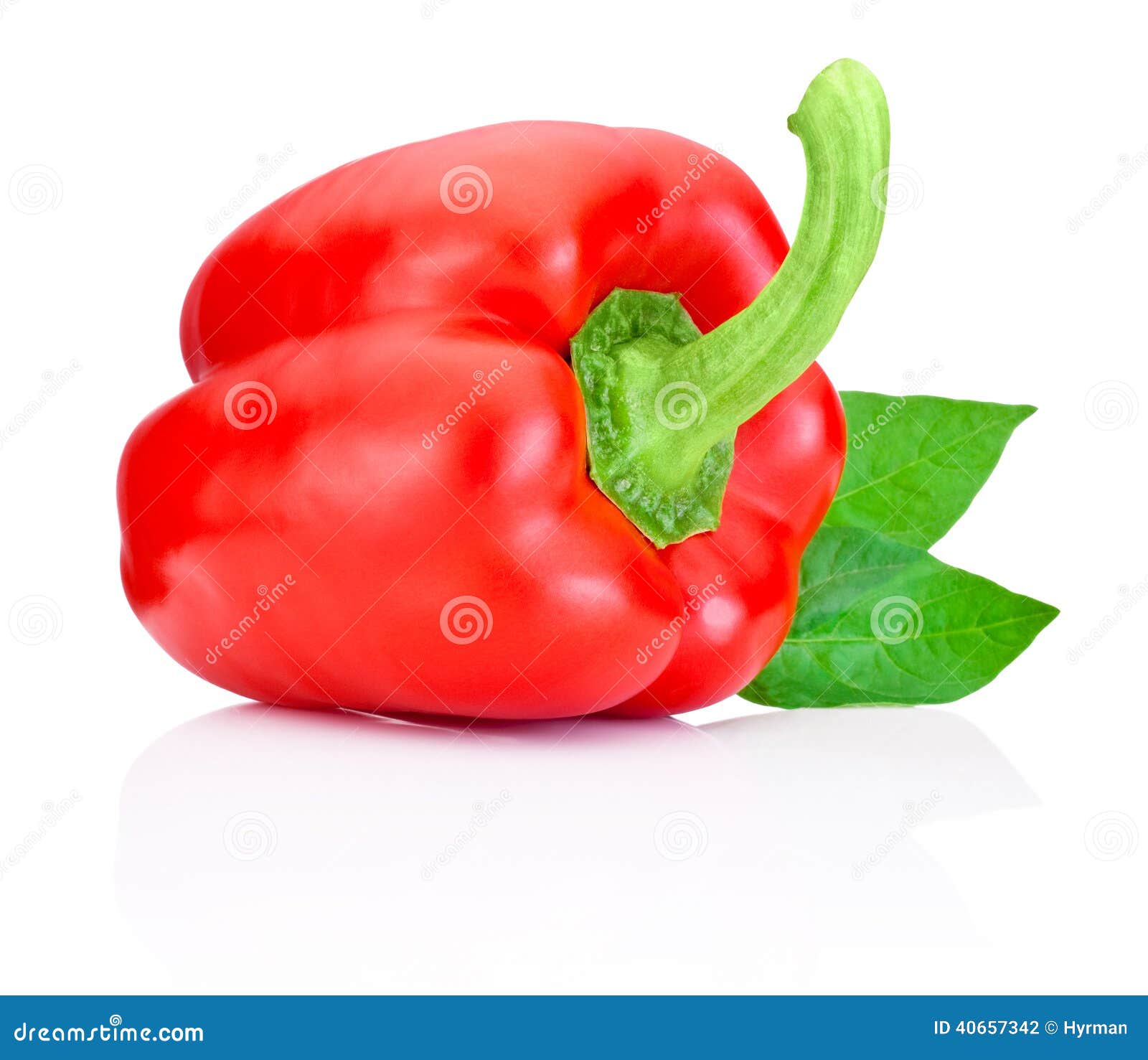 Poivron Rouge Doux Avec Des Feuilles De Vert D'isolement Photo stock ...