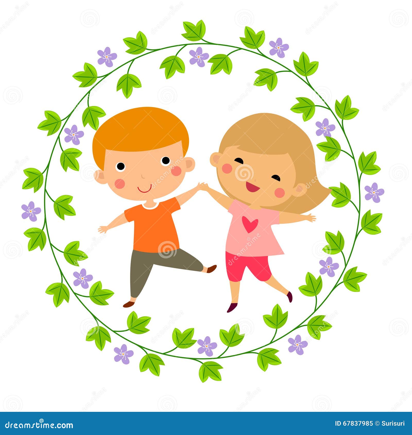 Pojke och flicka vektor illustrationer. Illustration av teckning - 67837985