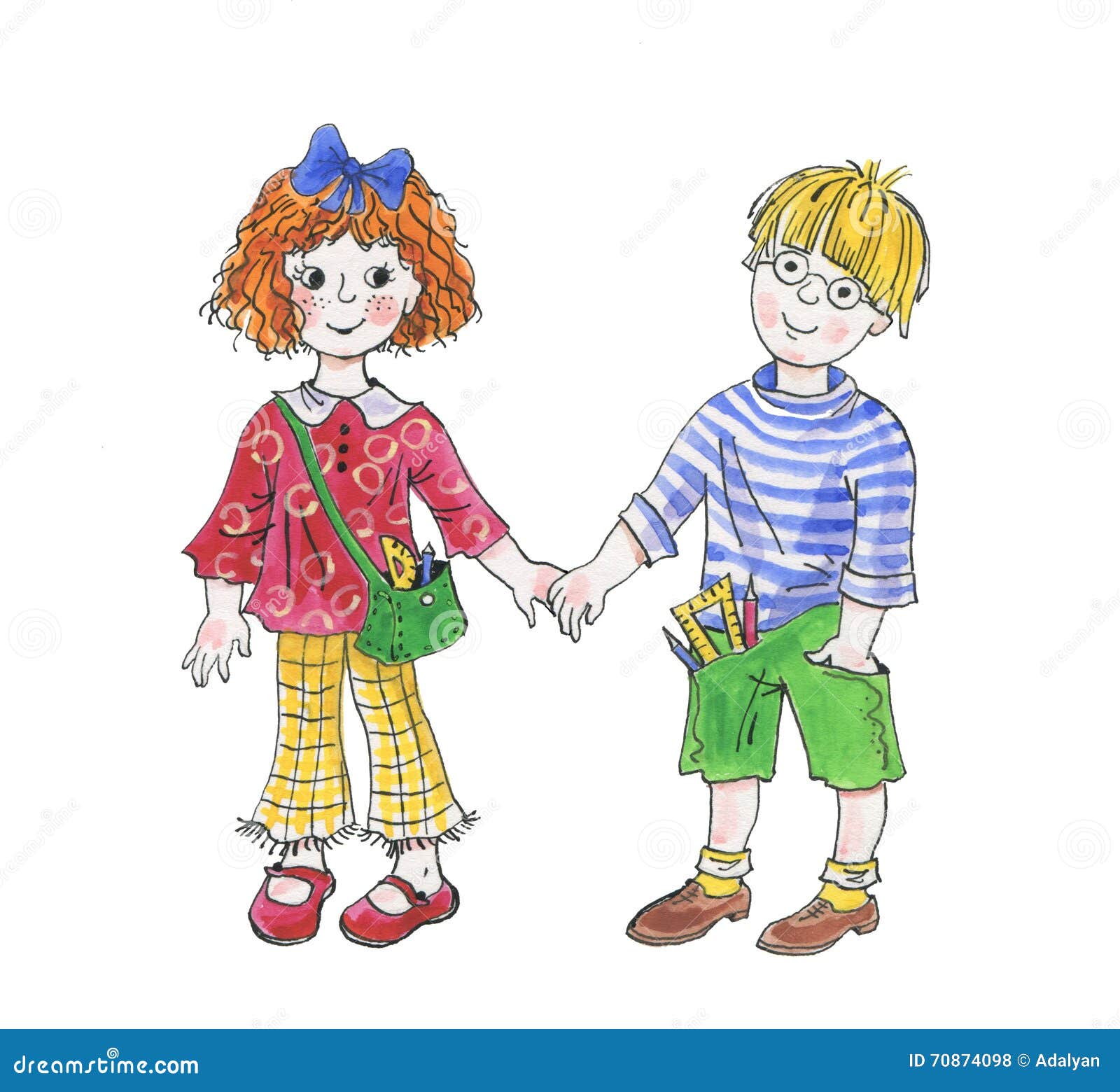 Pojke och flicka stock illustrationer. Illustration av barn - 70874098