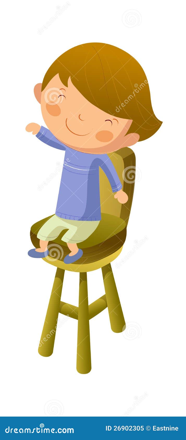 Pojke som sitter på stol vektor illustrationer. Illustration av ...