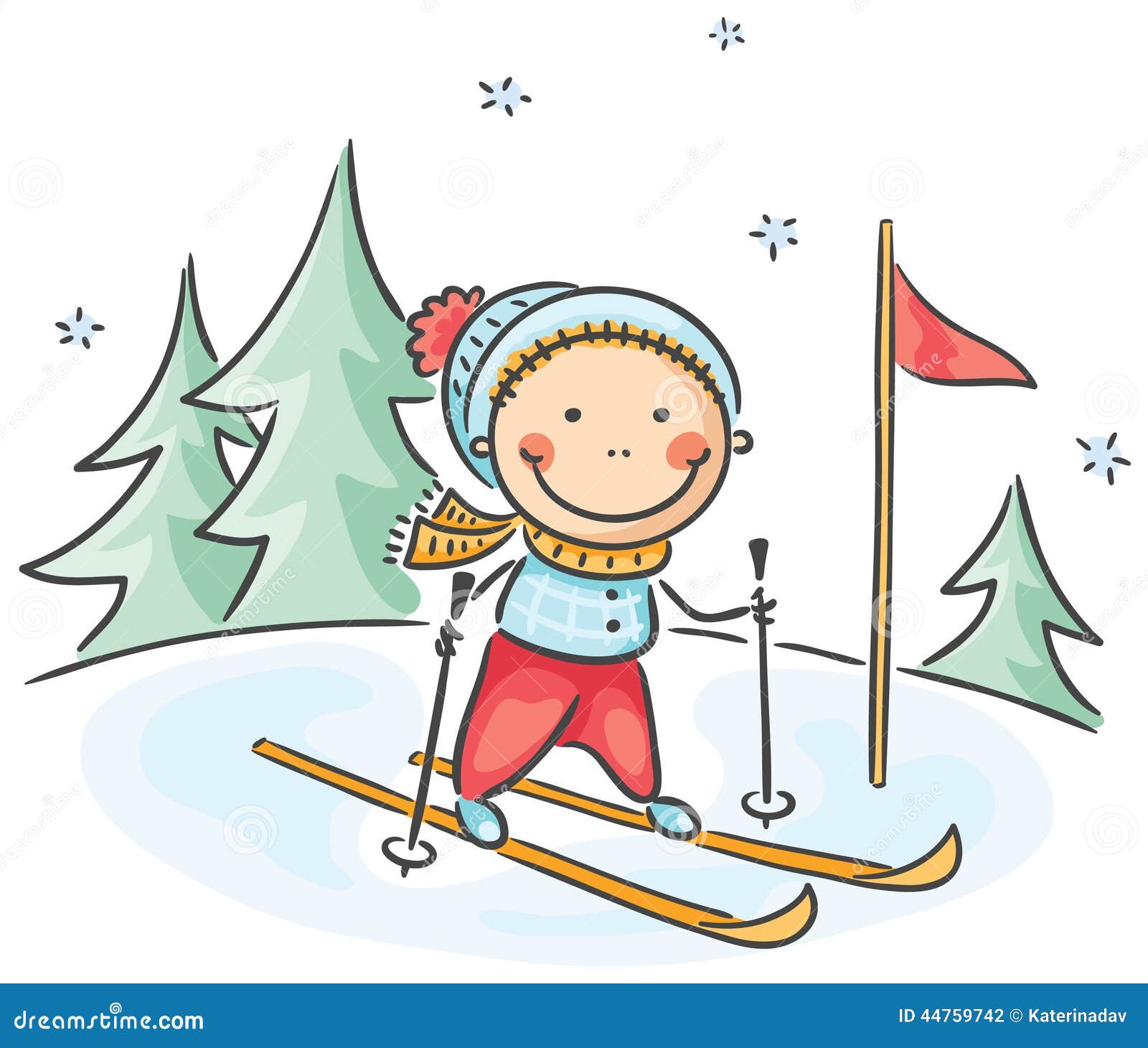 Pojkes Vinteraktiviteter: Skida Vektor Illustrationer - Illustration av ...