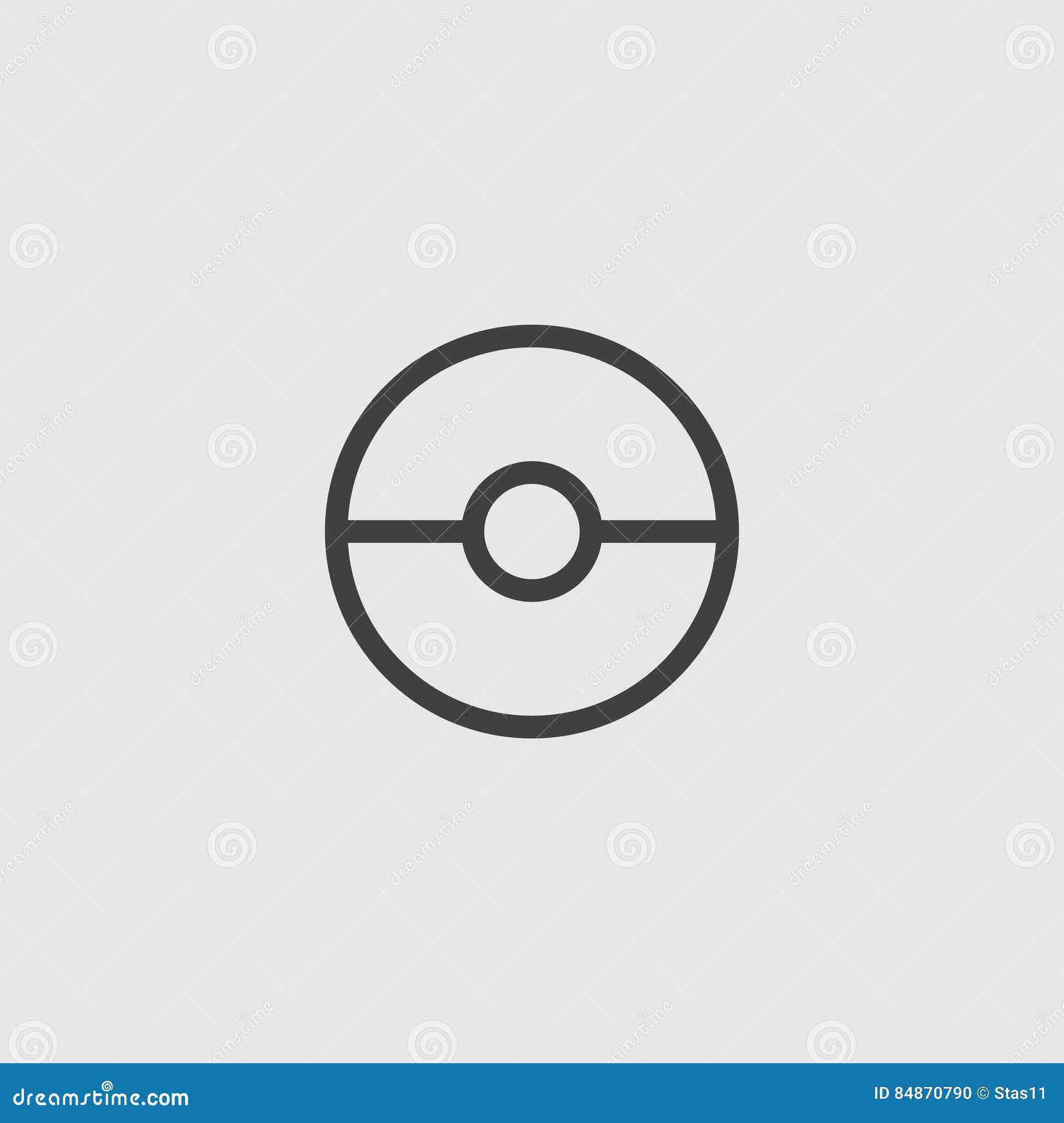 Pokeball Icon in a Flat Design in Black Color. Vector Illustration ...