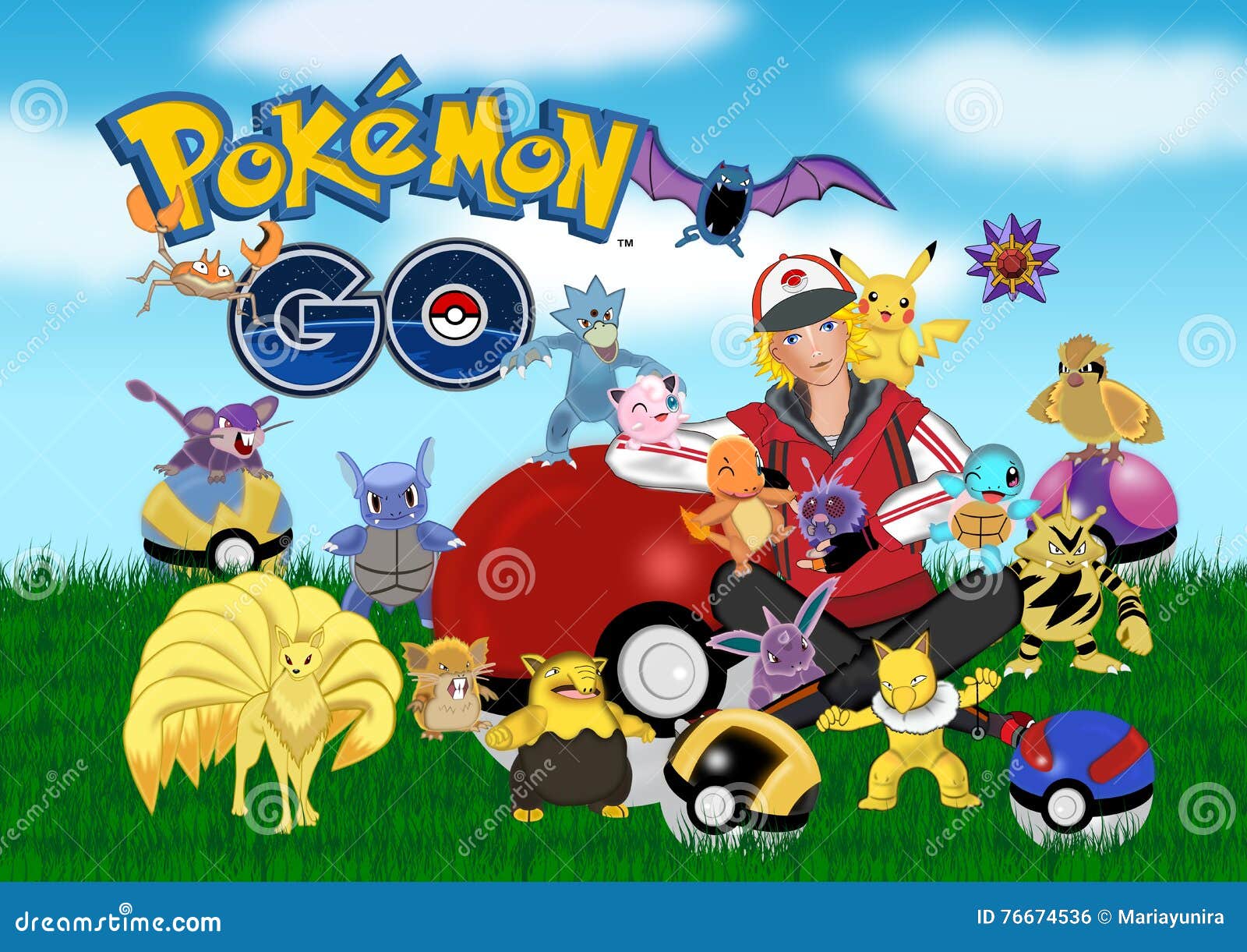 Pokemon go editorial photo. Illustration of collection - 76674536