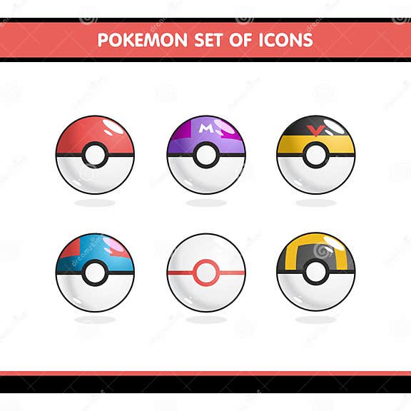 Pokemon icons set editorial stock image. Illustration of logo - 74973149
