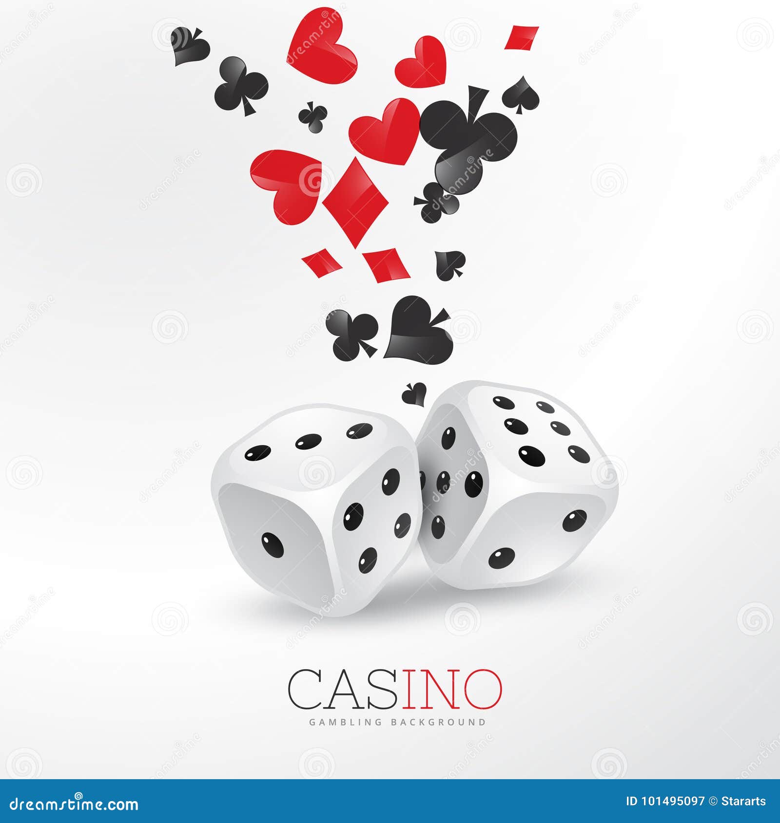 Poker Card Elements with Two Dices Stock Vector - Illustration of deck ...