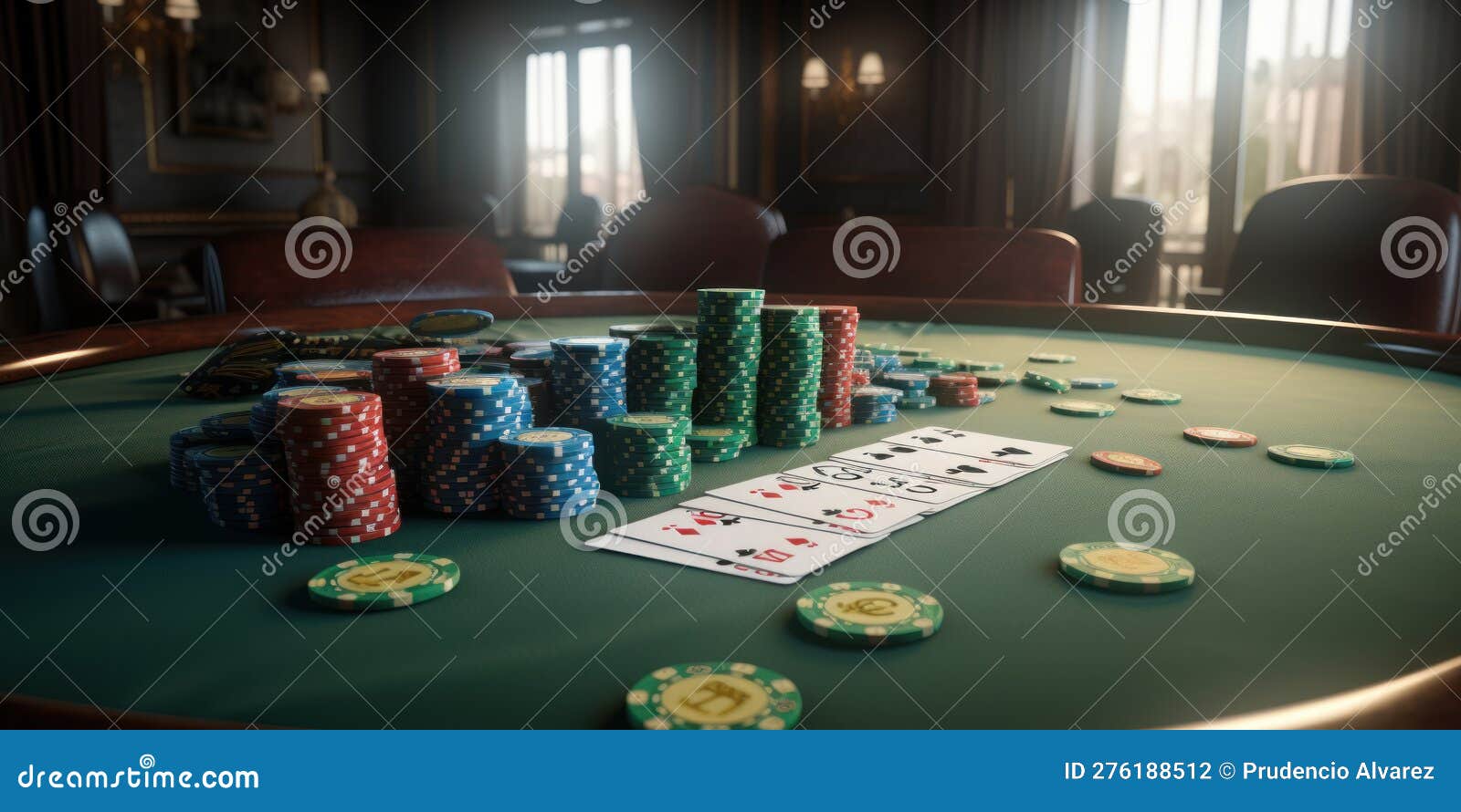 Poker Cards with Chips on the Table Stock Illustration - Illustration ...
