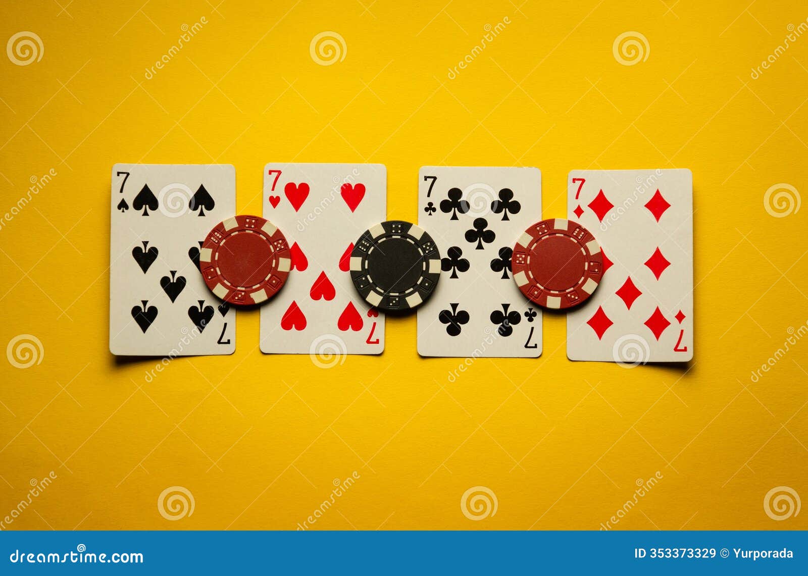 Poker Cards with a Combination of Four of a Kind or Quads are on a ...