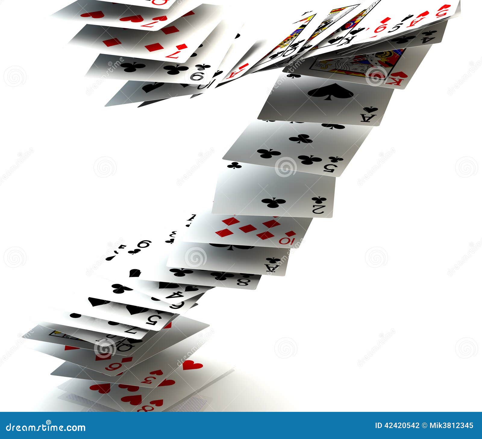 Poker cards falling stock illustration. Illustration of club - 42420542