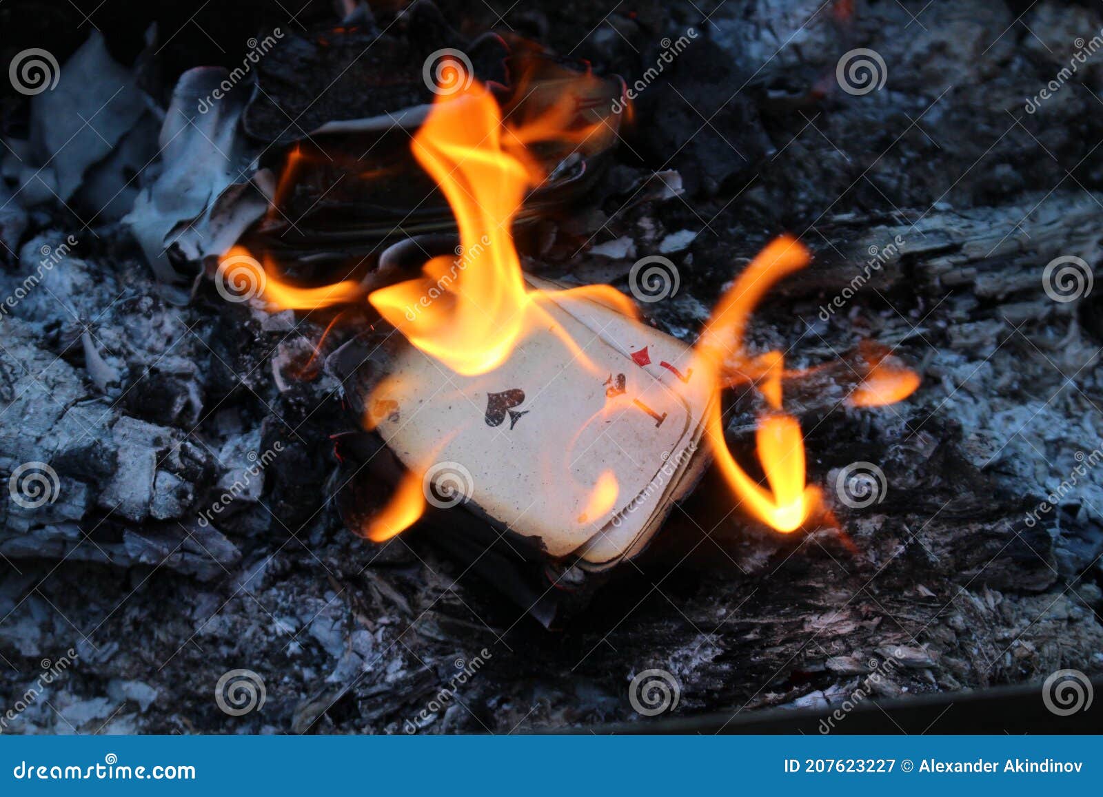 Poker cards on fire stock image. Image of sparkler, autumn - 207623227