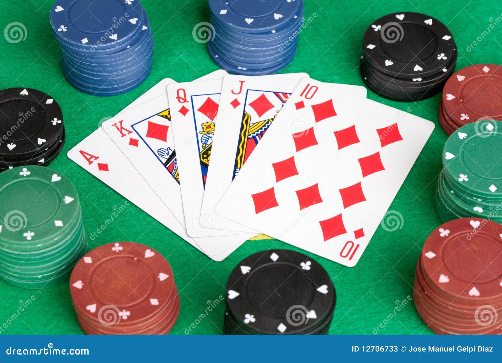 Poker Cards with Straight Flush Stock Image - Image of cards, aces ...