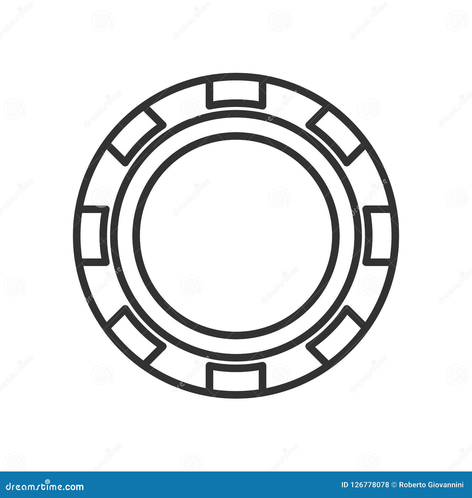 Poker Chip Outline Flat Icon Auf Weiß Vektor Abbildung - Illustration ...