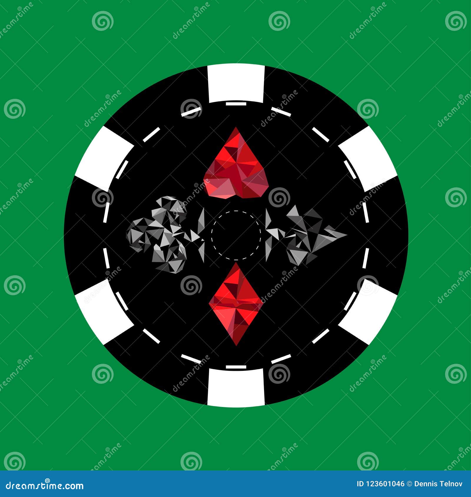 A Poker Chip Wits Different Suits Inside. Stock Vector - Illustration ...