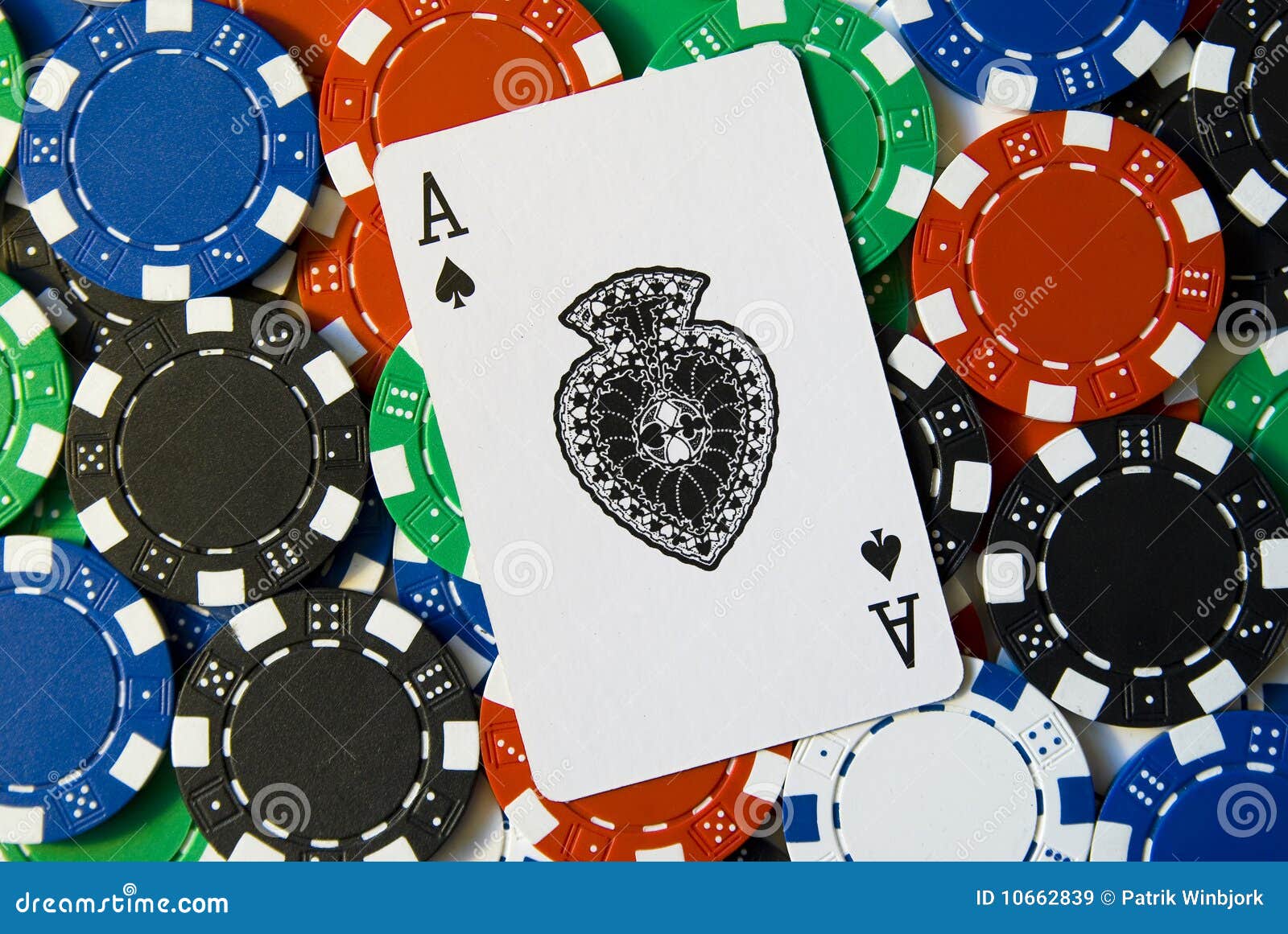 Poker Chips and card Ace stock image. Image of cubes - 10662839