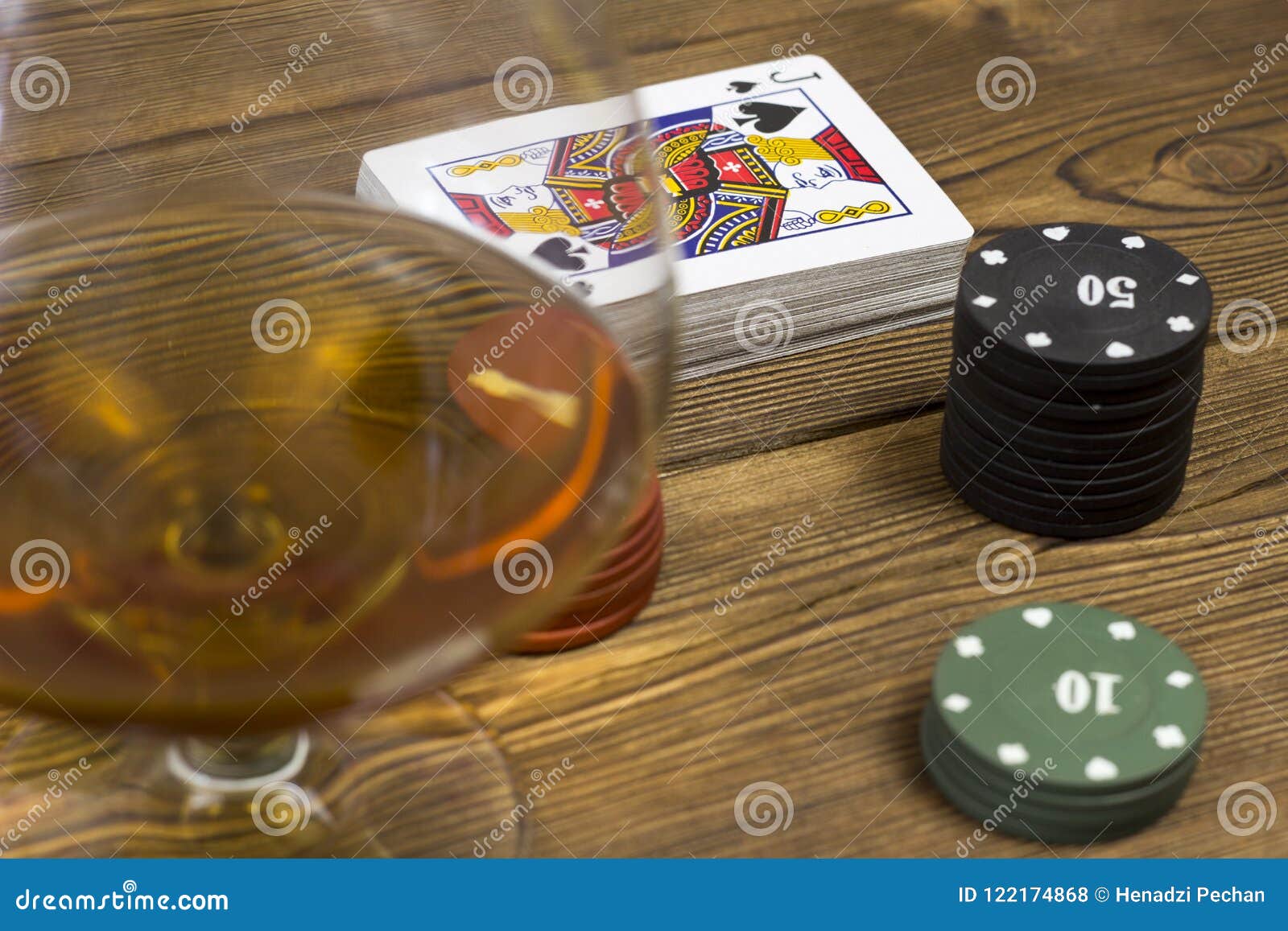 Poker Chips Card Alcohol Stack Stock Photo - Image of blackjack, chance ...
