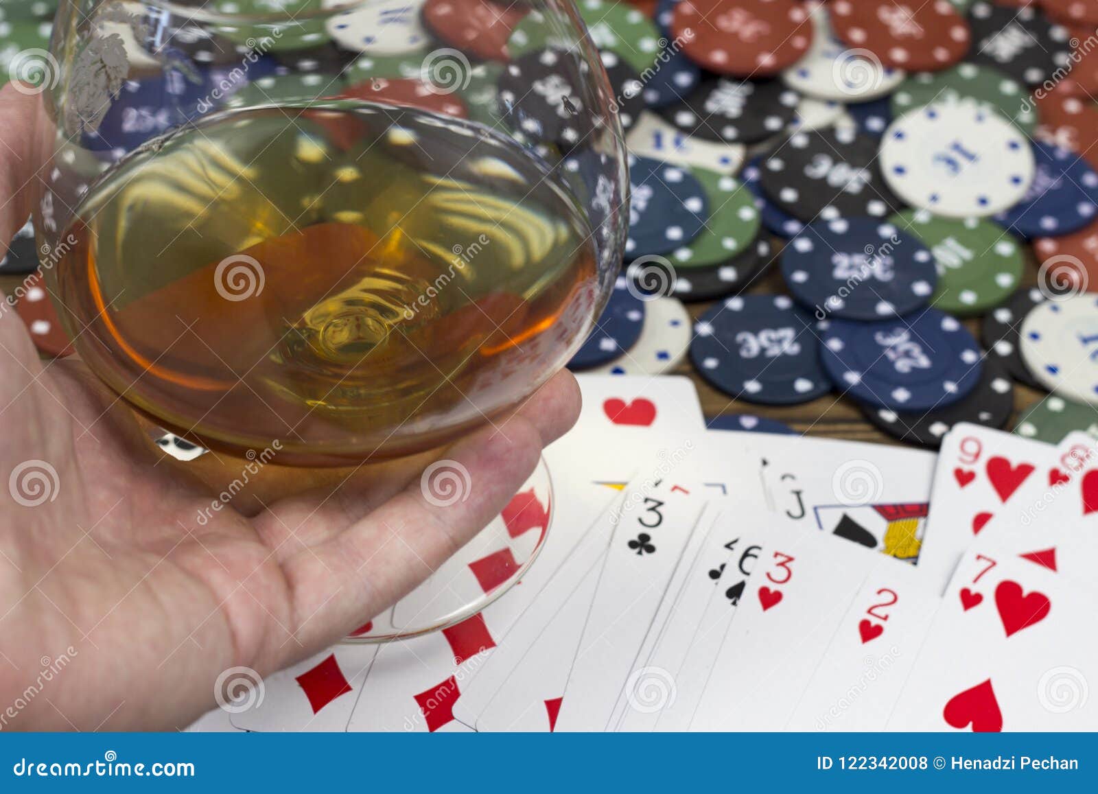 Poker chips card alcohol stock photo. Image of blue - 122342008