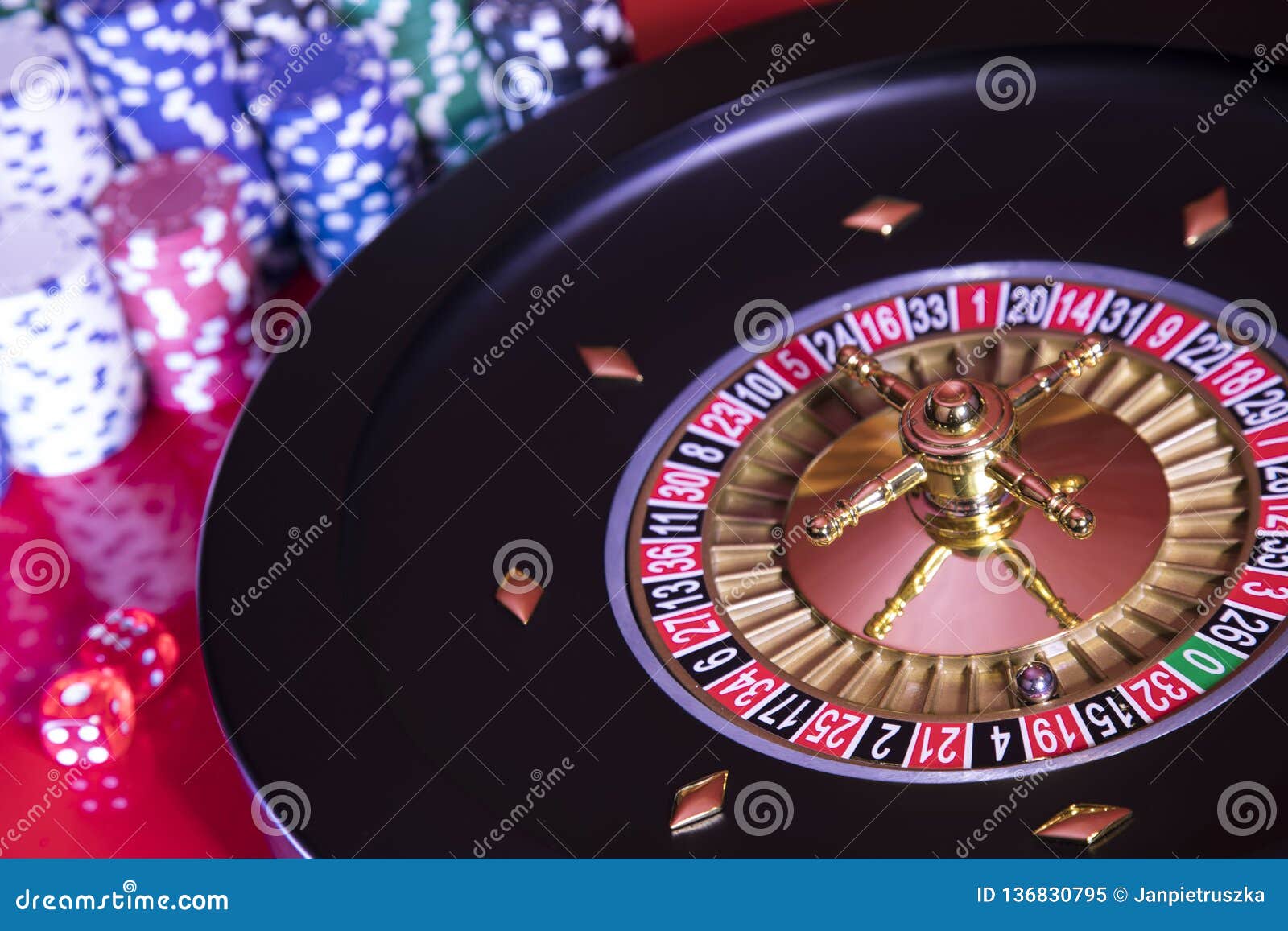 Poker Chips, Casino Roulette Wheel Stock Image - Image of roulette ...